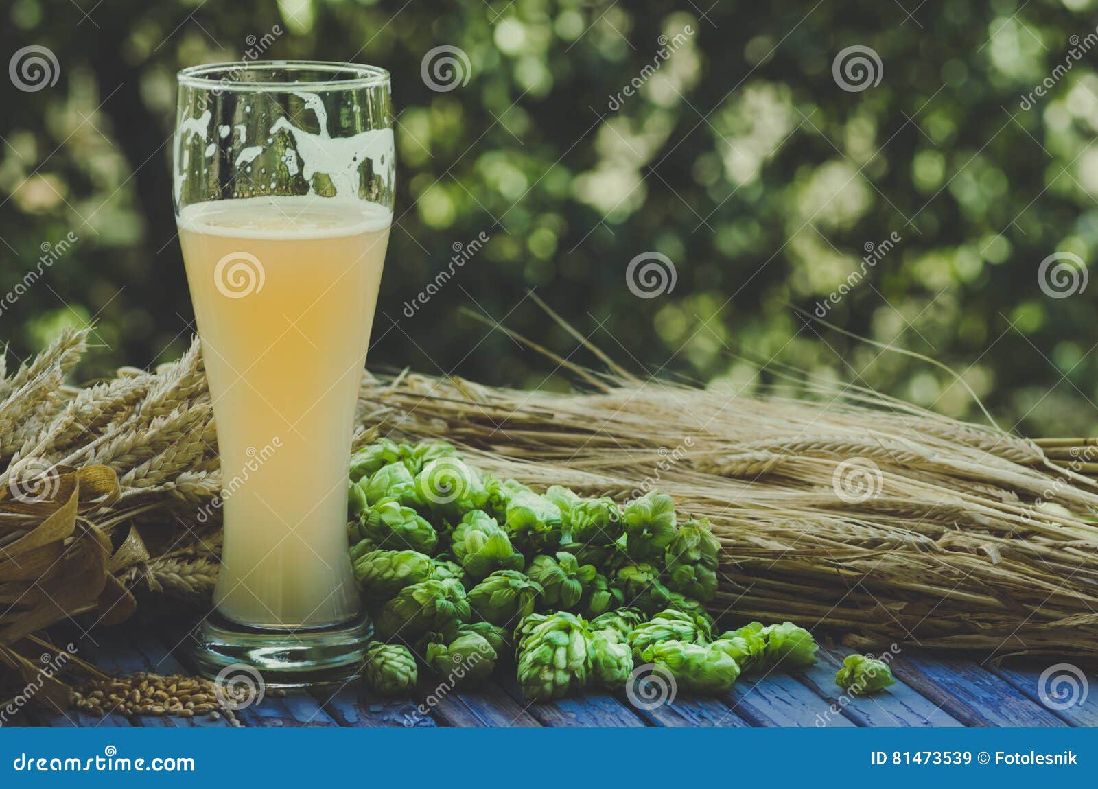 Helles Ungefiltertes Bier, Hopfen, Malz, Hintergrund Stockbild - Bild ...