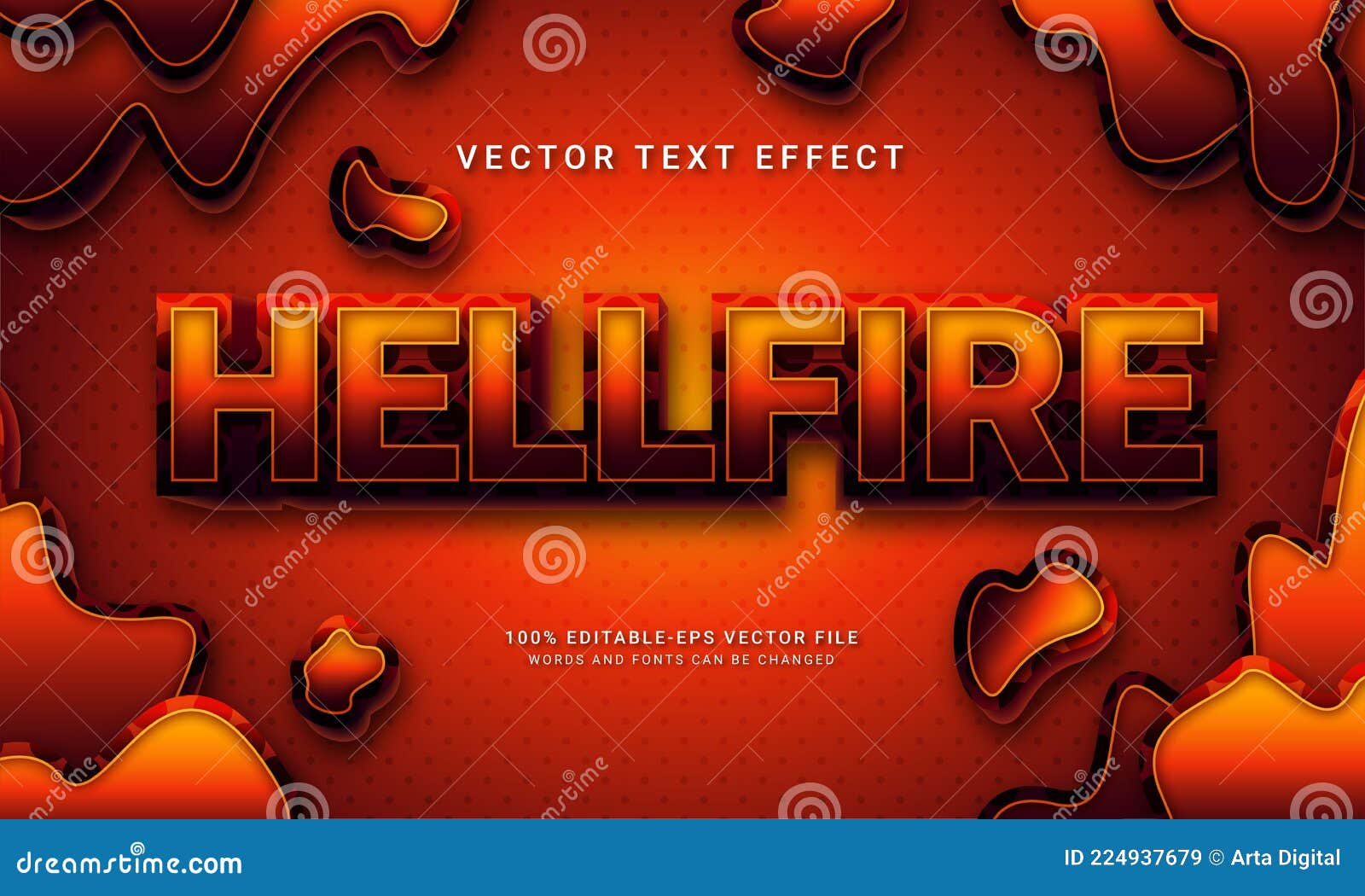Hellfire 3d Text Style Effect Themed Red Hot Stock Vector ...