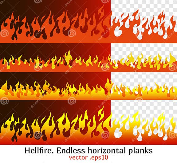 Hellfire, Red Flame Elements for the Endless Border Stock Vector - Illustration of hellfire ...