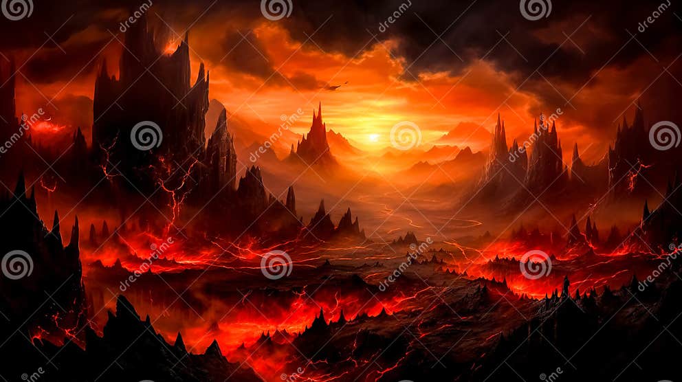Red Hellish Heat of Flame Will Burn in Hell Stock Illustration ...