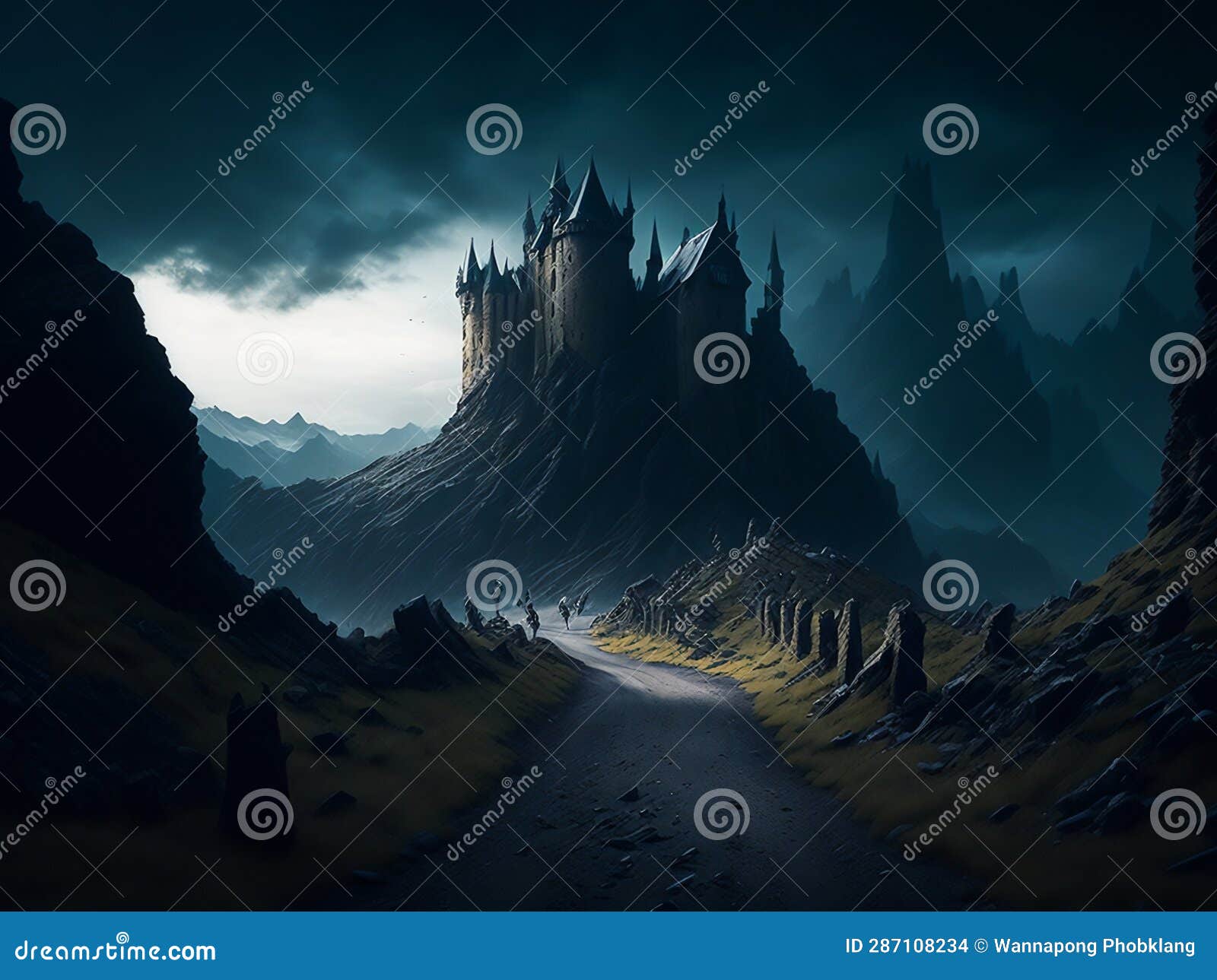 Hellish Landscape Background, Generative Ai Stock Illustration ...