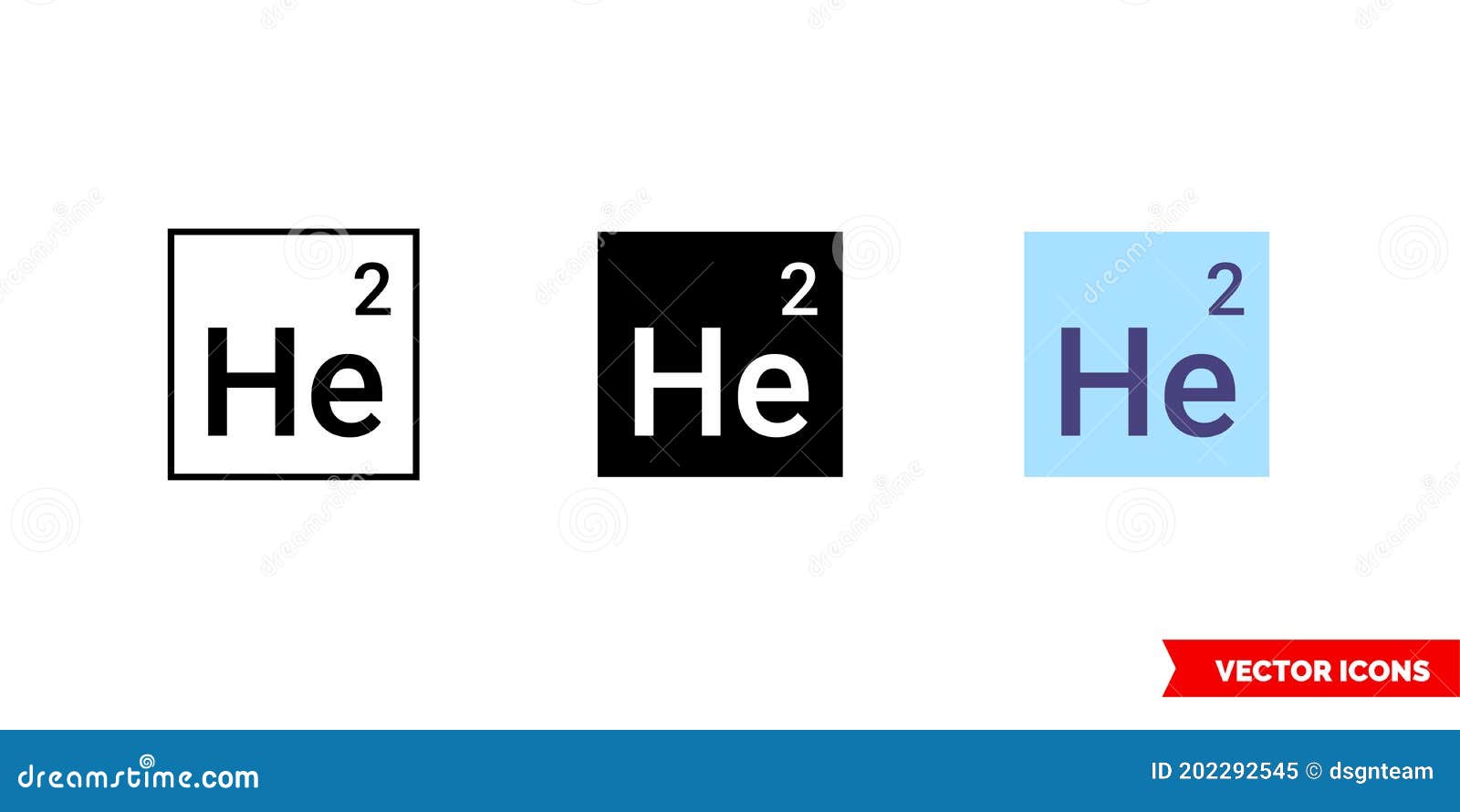 Hellium Icon of 3 Types Color, Black and White, Outline. Isolated ...