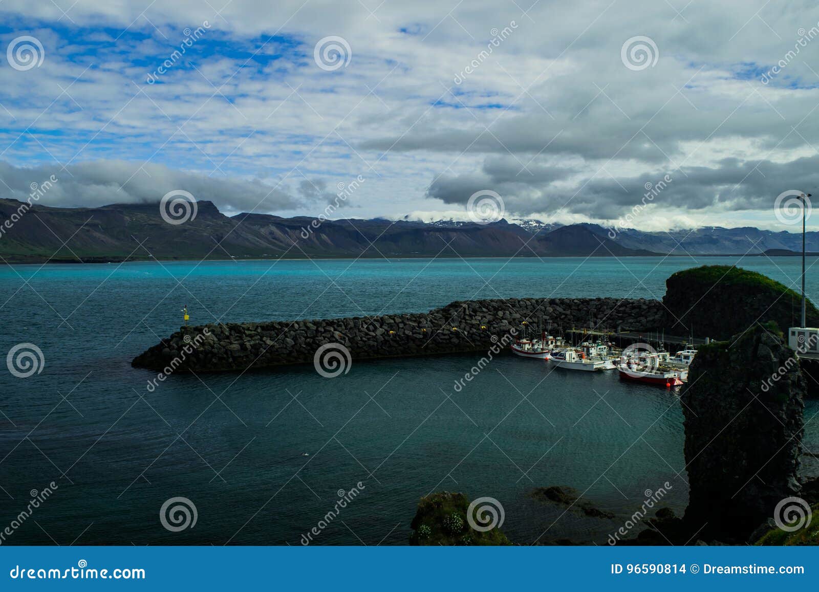Hellnar Harbour stock photo. Image of boat, sailing, recreation - 96590814