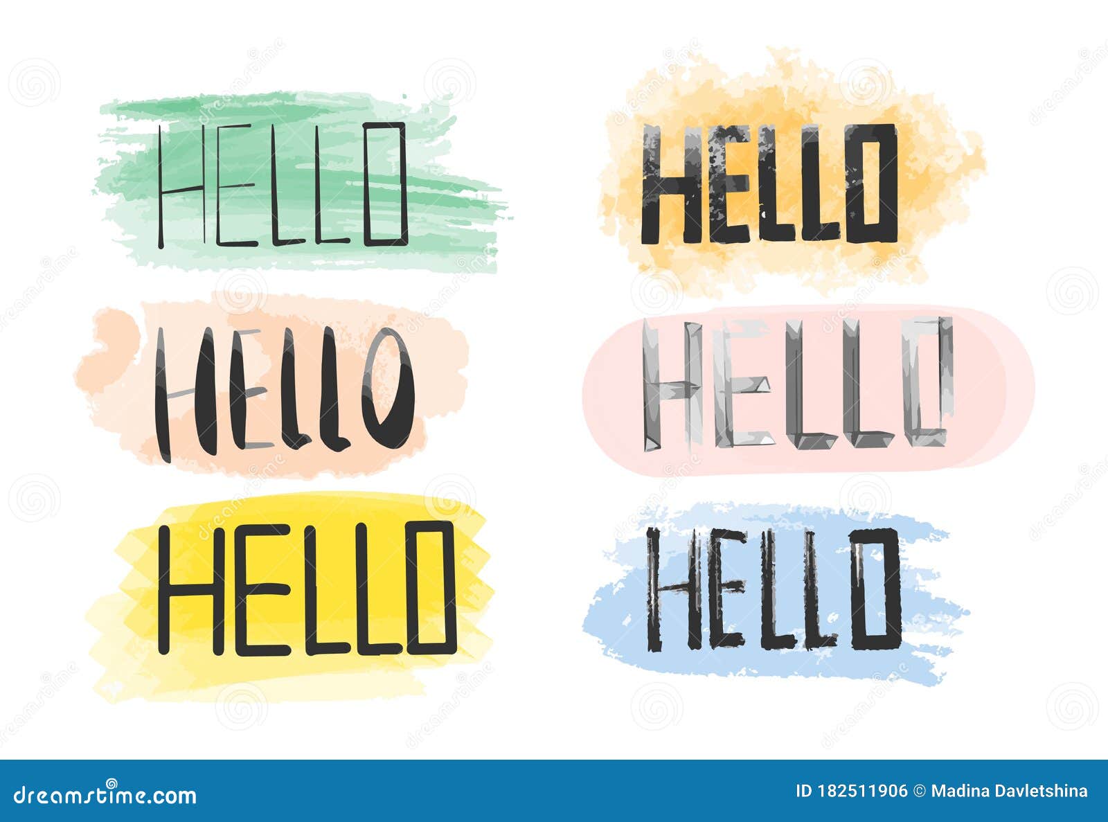 Hand Written Pack of Hello Word Stock Illustration - Illustration of ...