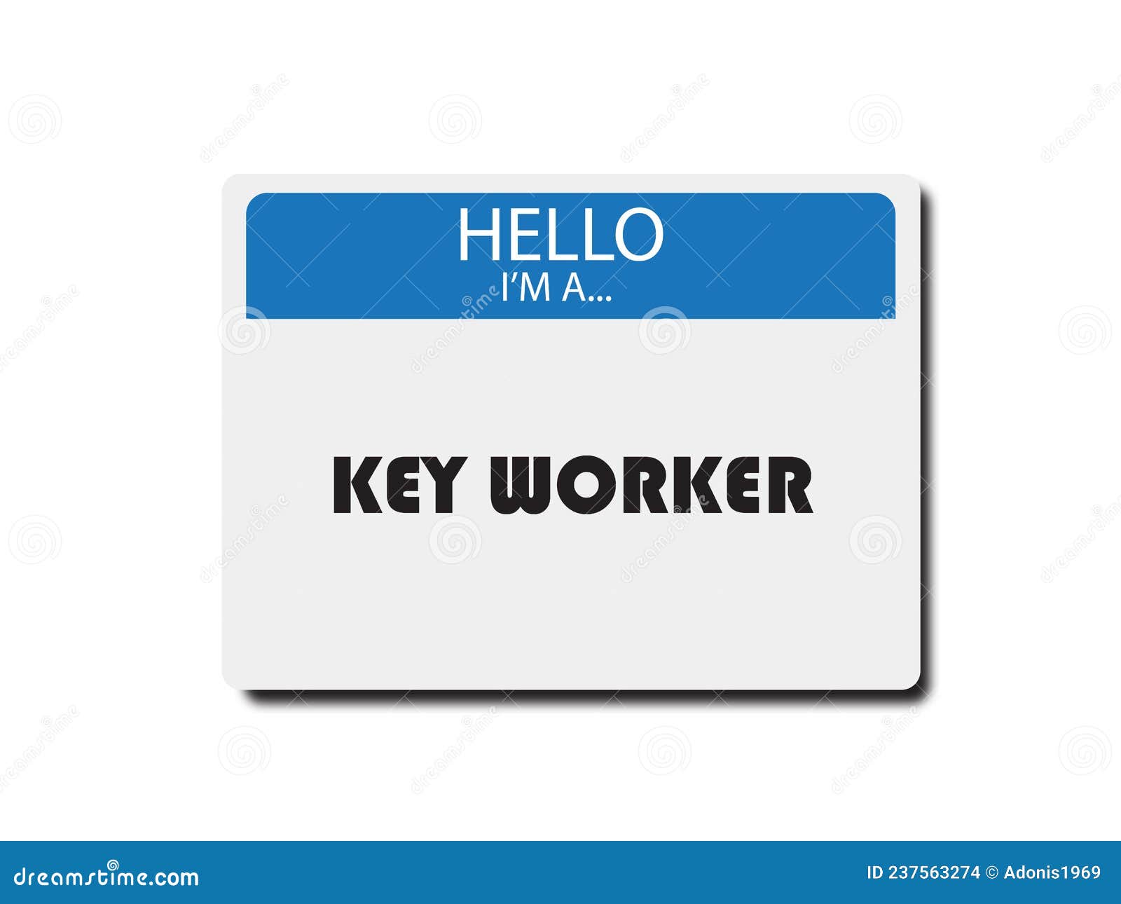 Hello I`m a Key Worker Sign on White Stock Illustration - Illustration ...