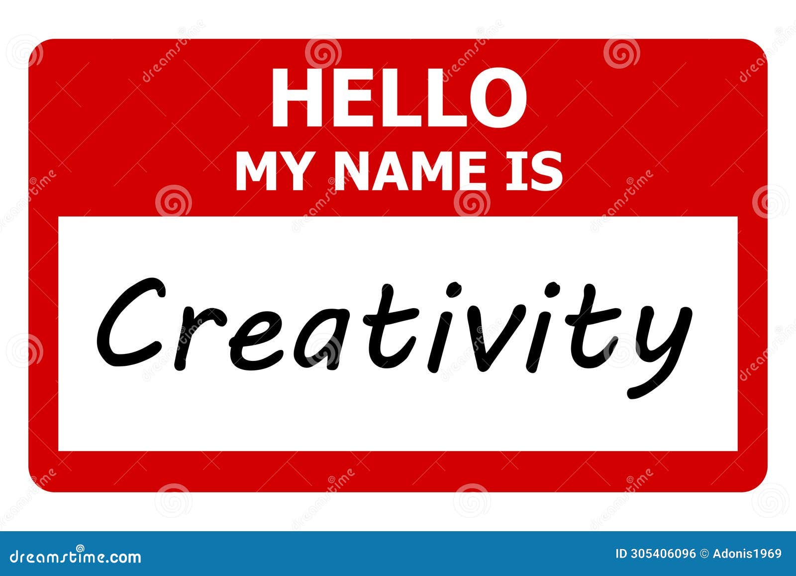 Hello My Name is Creativity Tag on White Stock Photo - Image of ...
