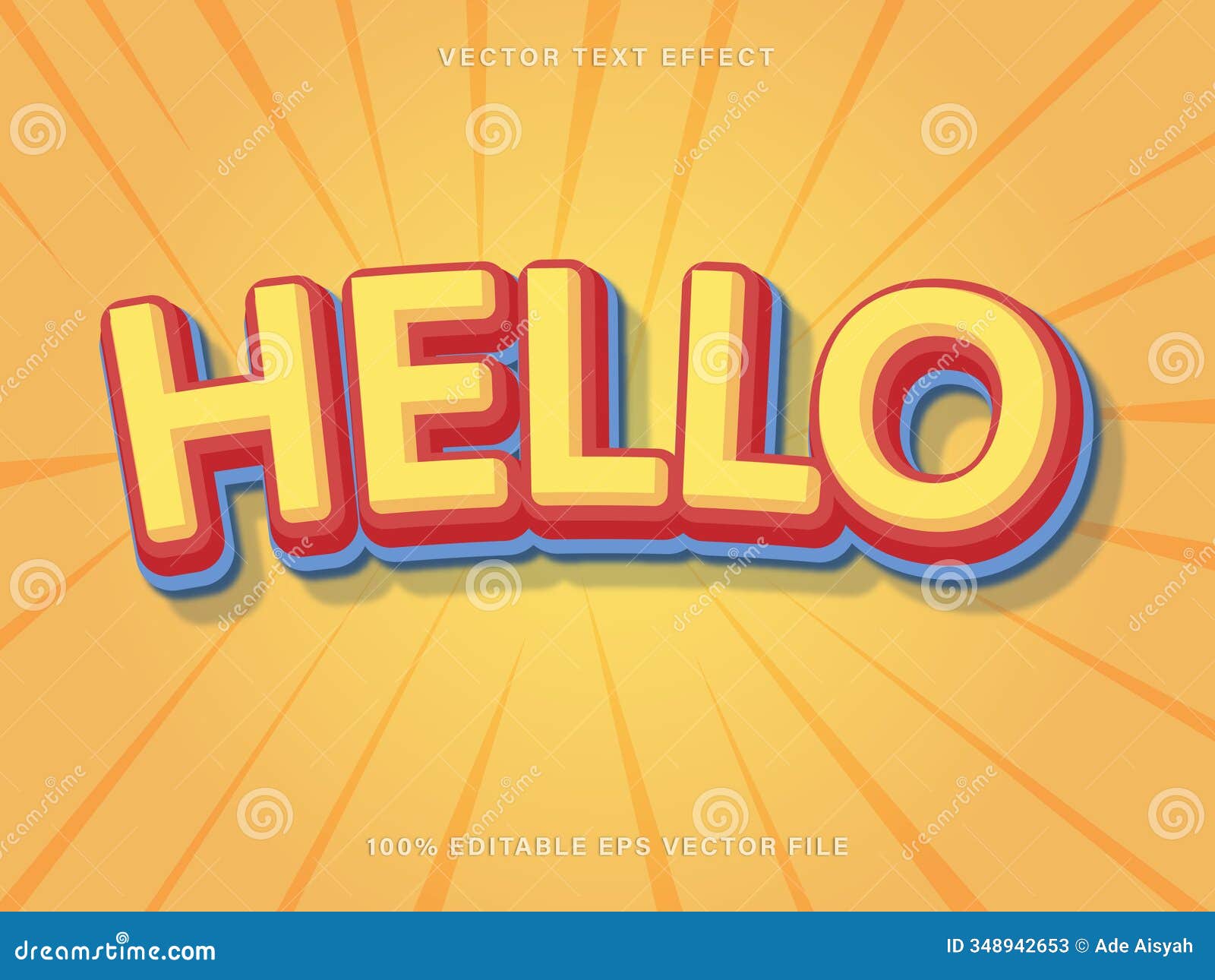 Hello 3d Text Effect Editable Text Eps Stock Illustration ...