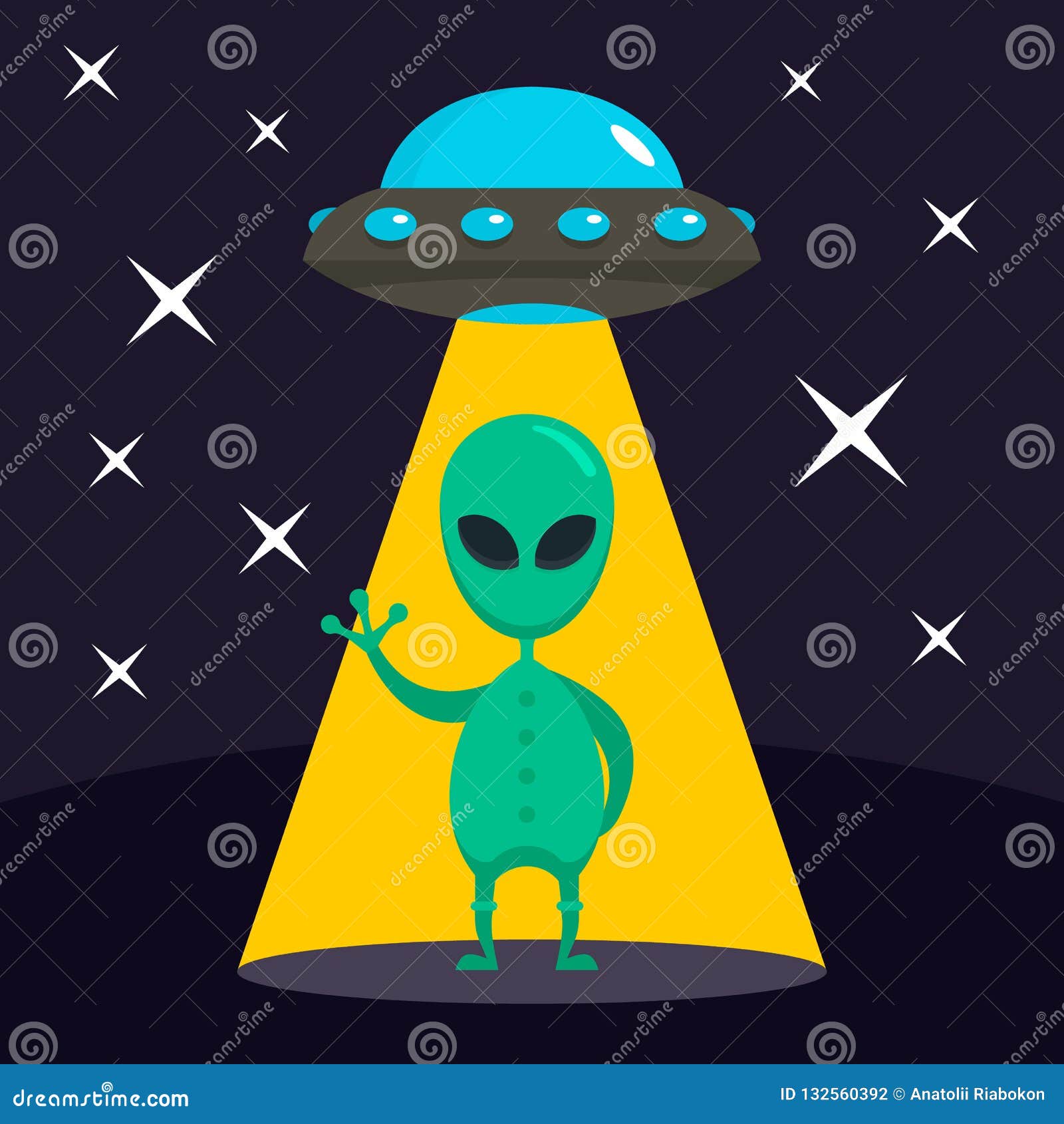Hello from Alien Concept Background, Flat Style Stock Vector ...