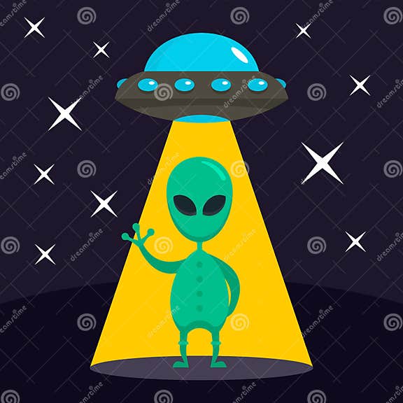 Hello from Alien Concept Background, Flat Style Stock Vector ...