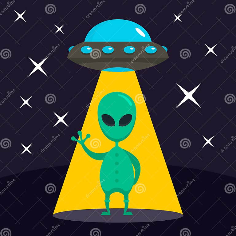 Hello from Alien Concept Background, Flat Style Stock Vector ...