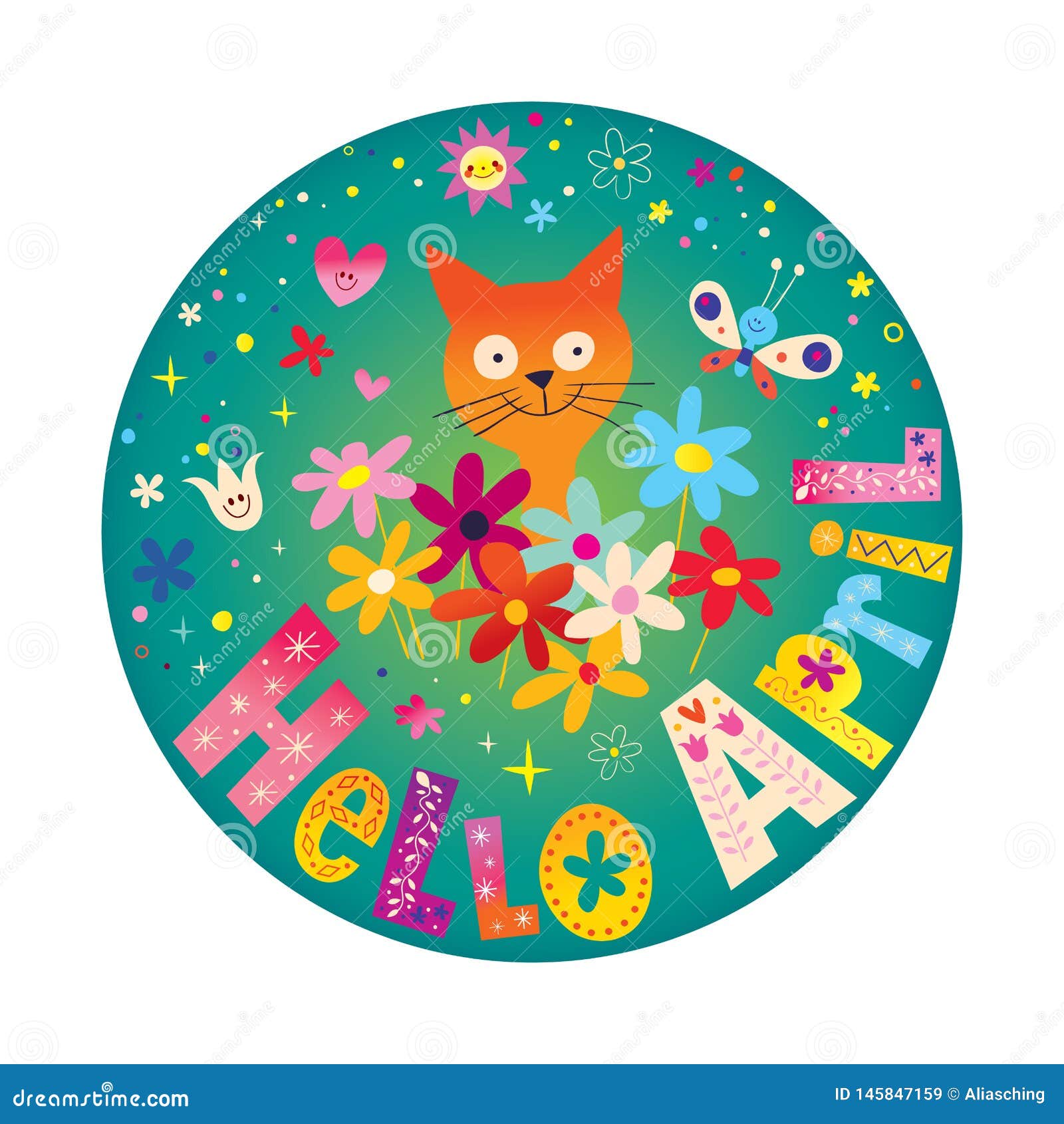 Hello April card stock vector. Illustration of card - 145847159