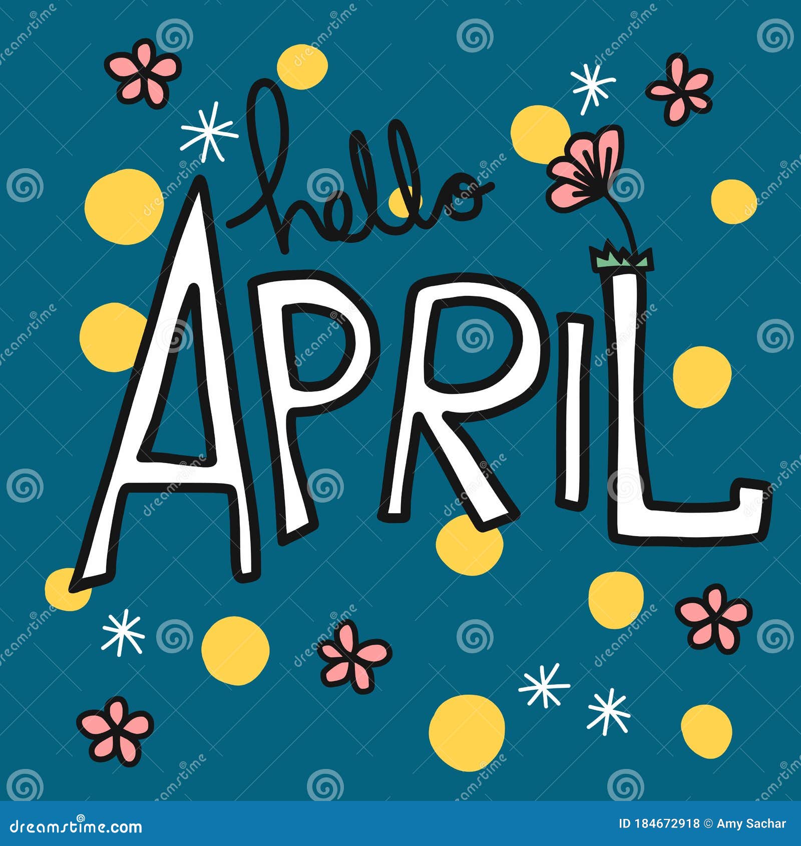 Hello April Word and Flower Vector Stock Vector - Illustration of ...