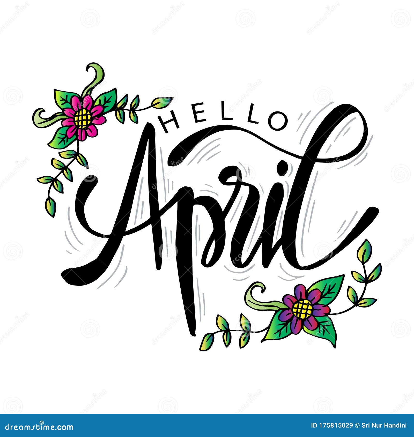 Hello April greeting card. stock vector. Illustration of flower - 175815029