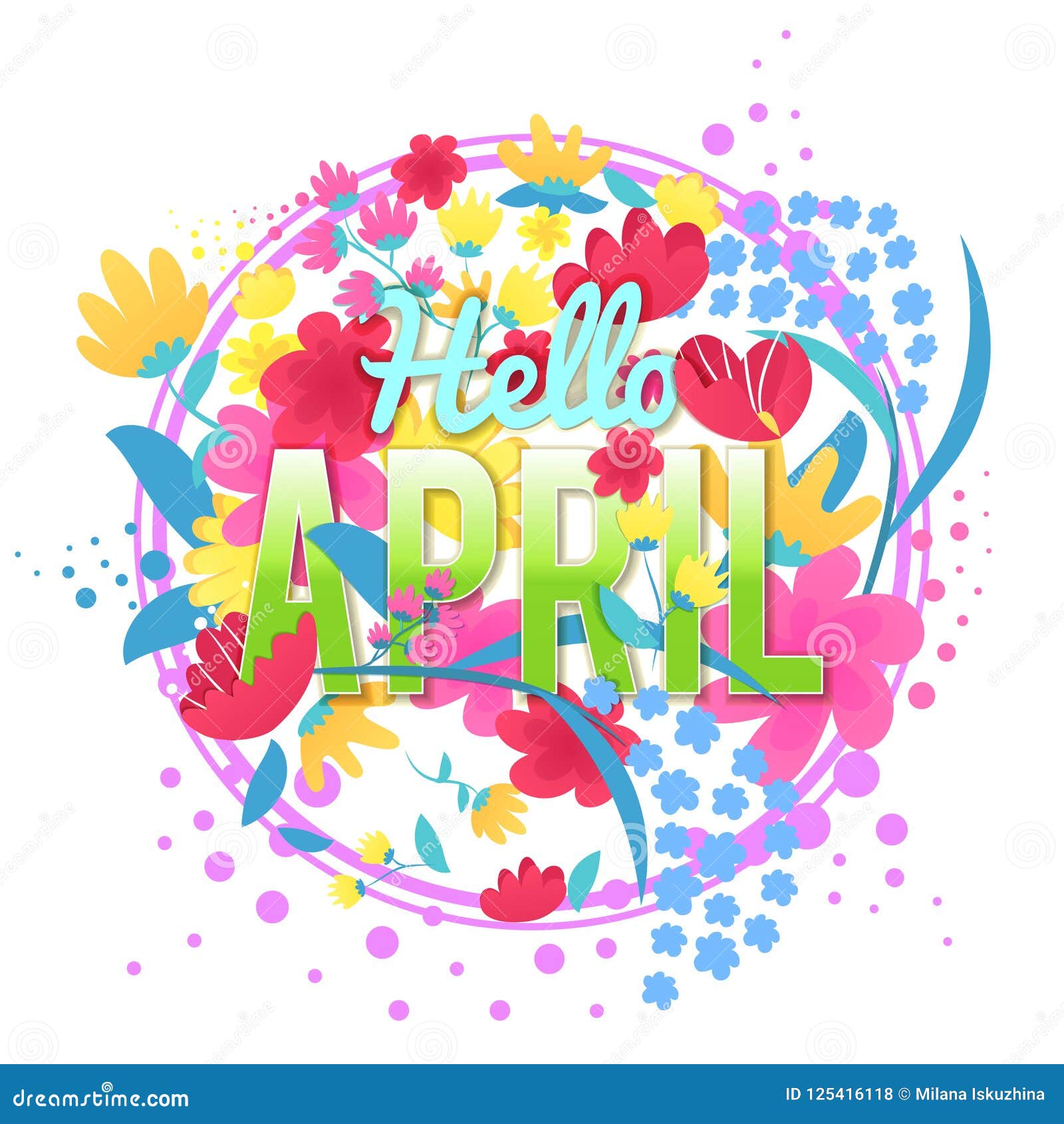 Hello April Hand Lettering Calligraphy Stock Vector - Illustration of ...