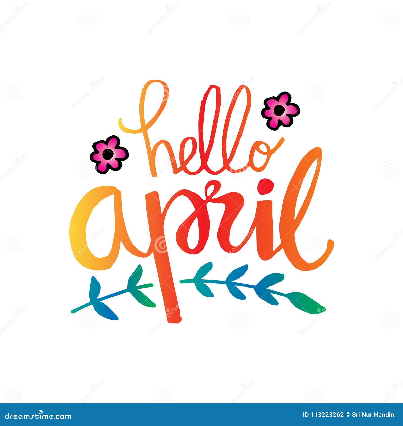Hello April Hand Lettering Calligraphy. Stock Illustration ...