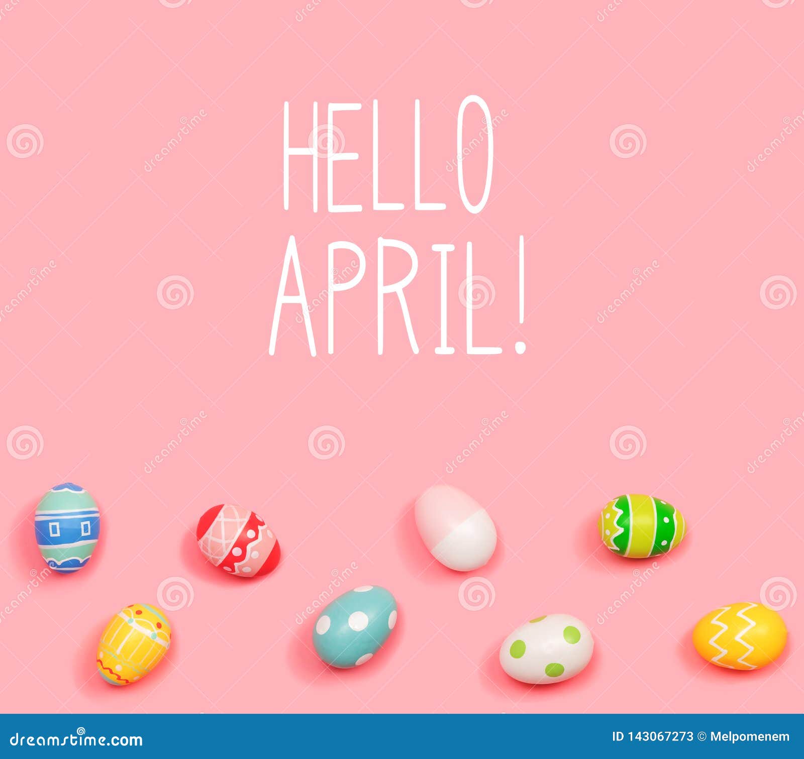 Hello April Message with Easter Eggs Stock Image - Image of hello ...