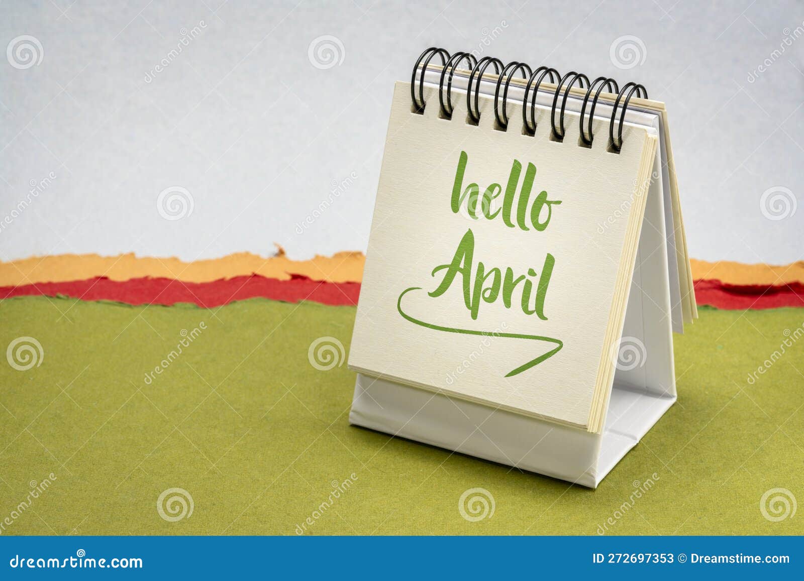 Hello April - Note in a Small Desktop Calendar Stock Image - Image of ...