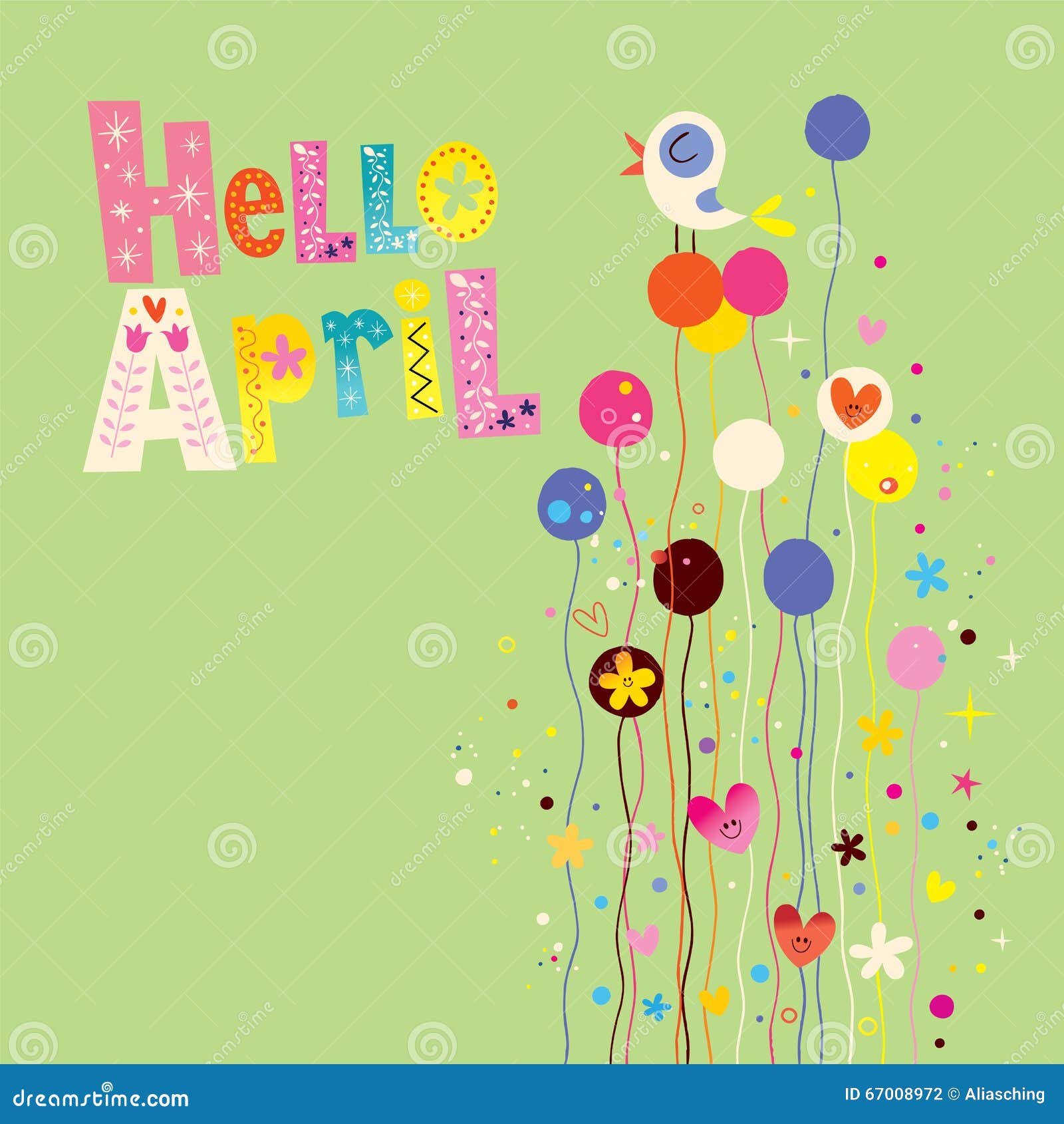 April. Spring Modern Calligraphy Vector Illustration | CartoonDealer ...