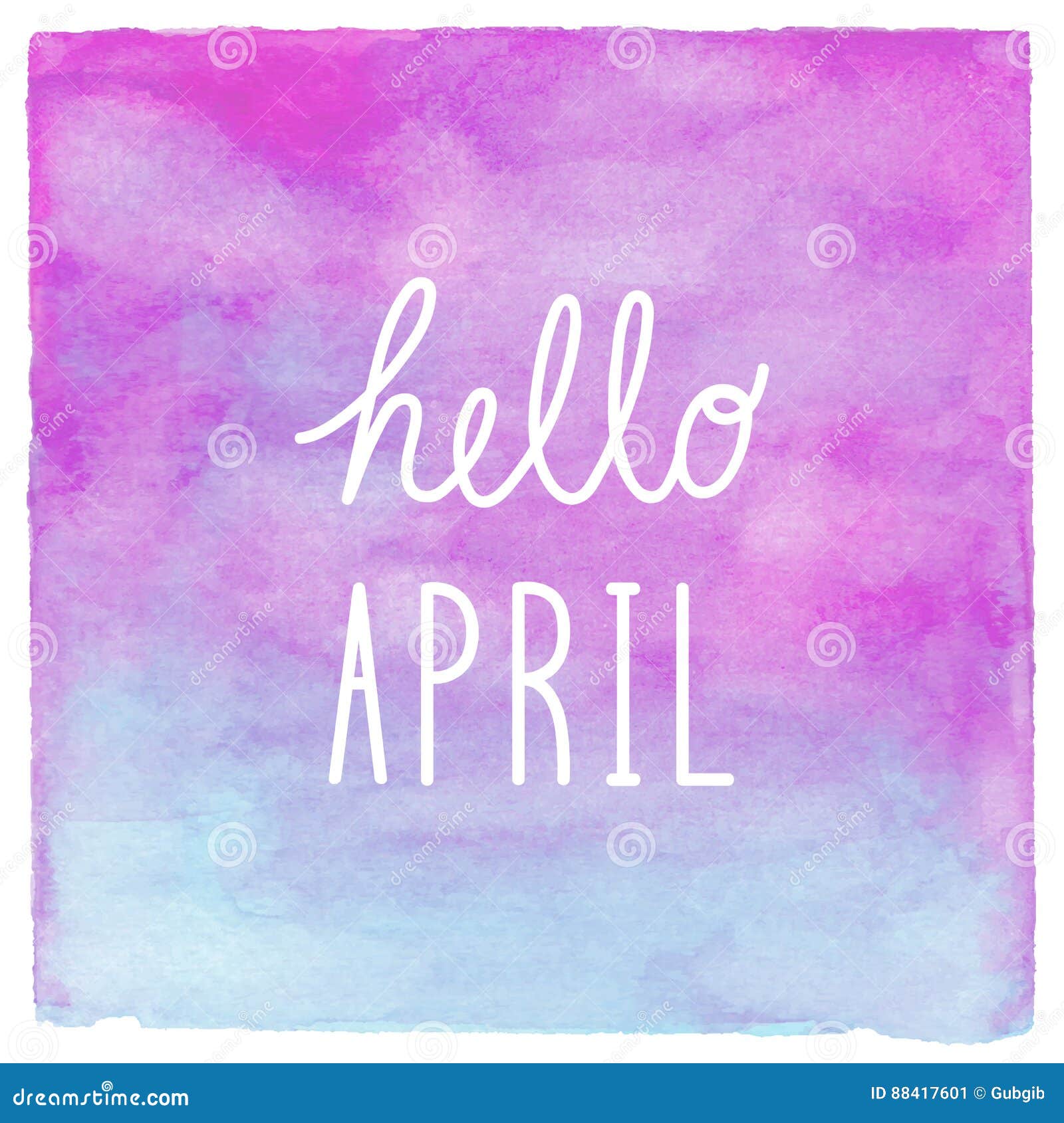 Hello April Text on Blue and Purple Watercolor Background Stock ...