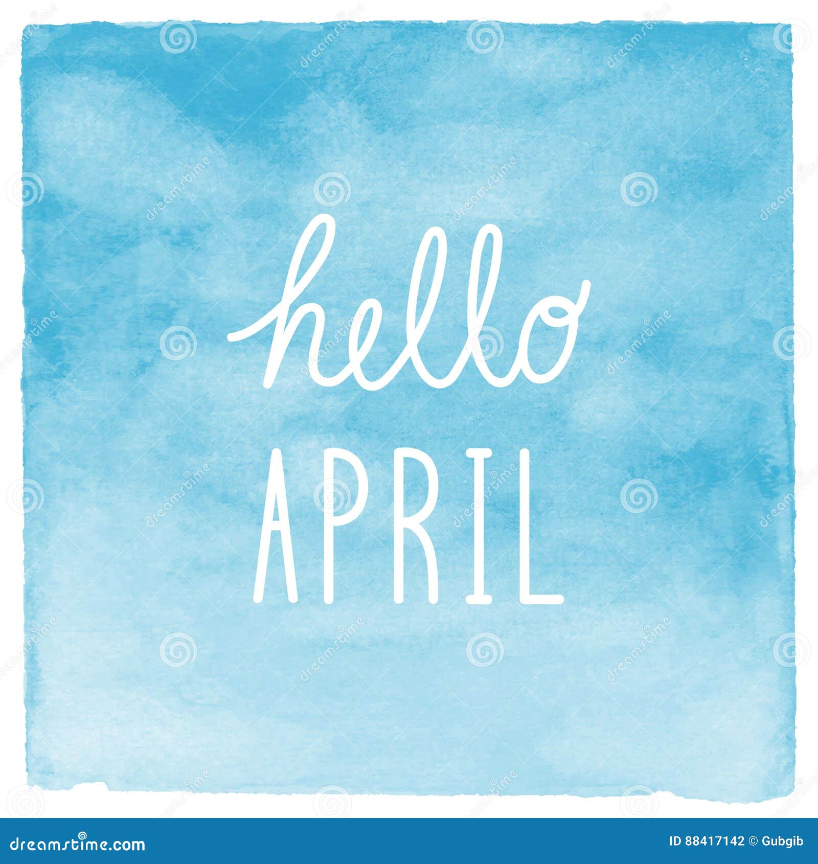 Hello April Text with Blue Watercolor Background Stock Illustration ...