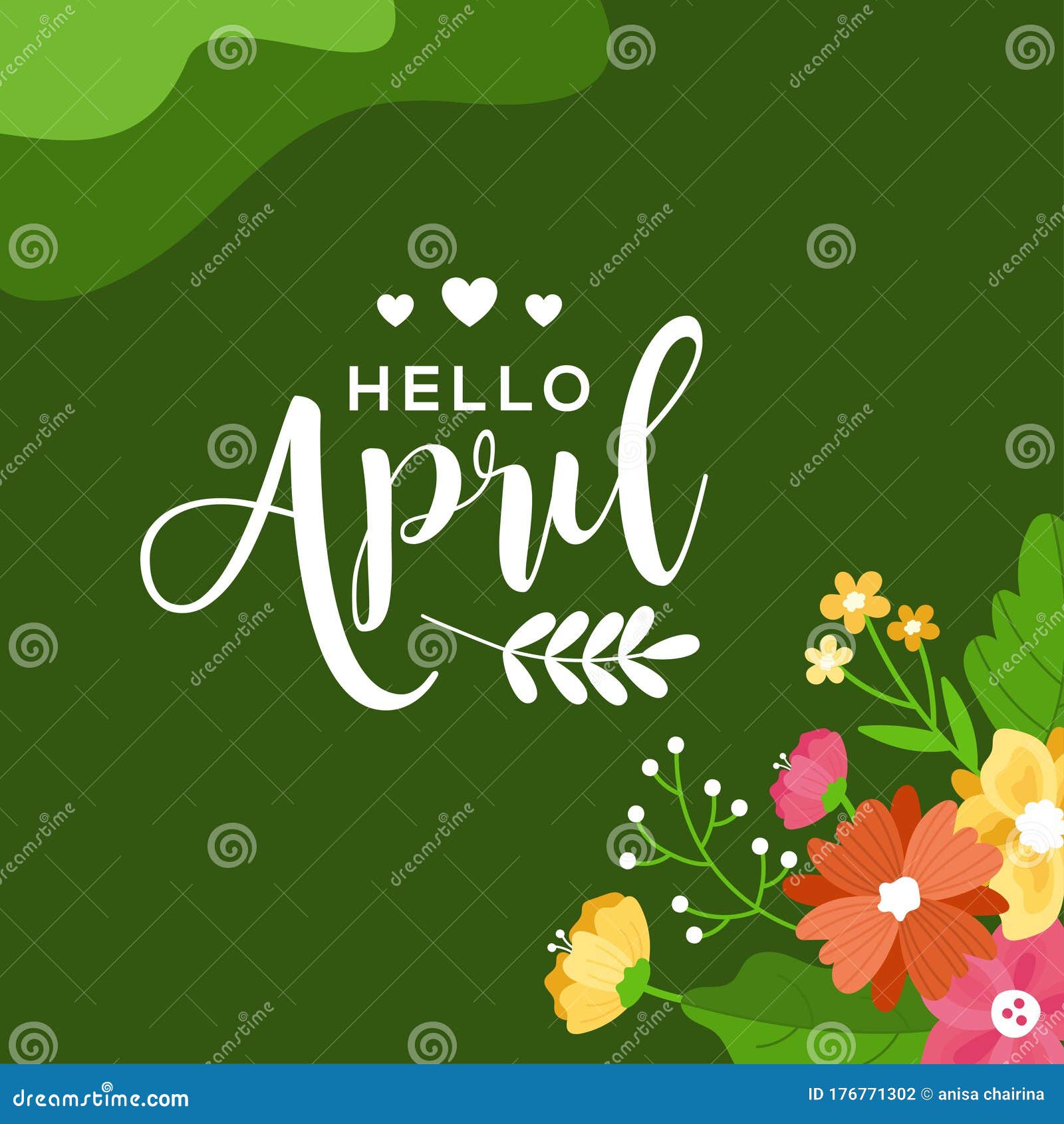 Hello April Vector Design for Banner or Background Stock Vector ...