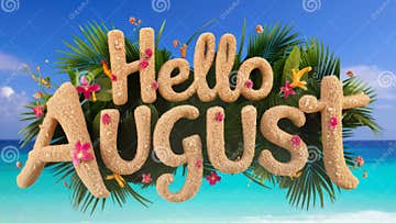 Hello August greeting card stock illustration. Illustration of hello ...
