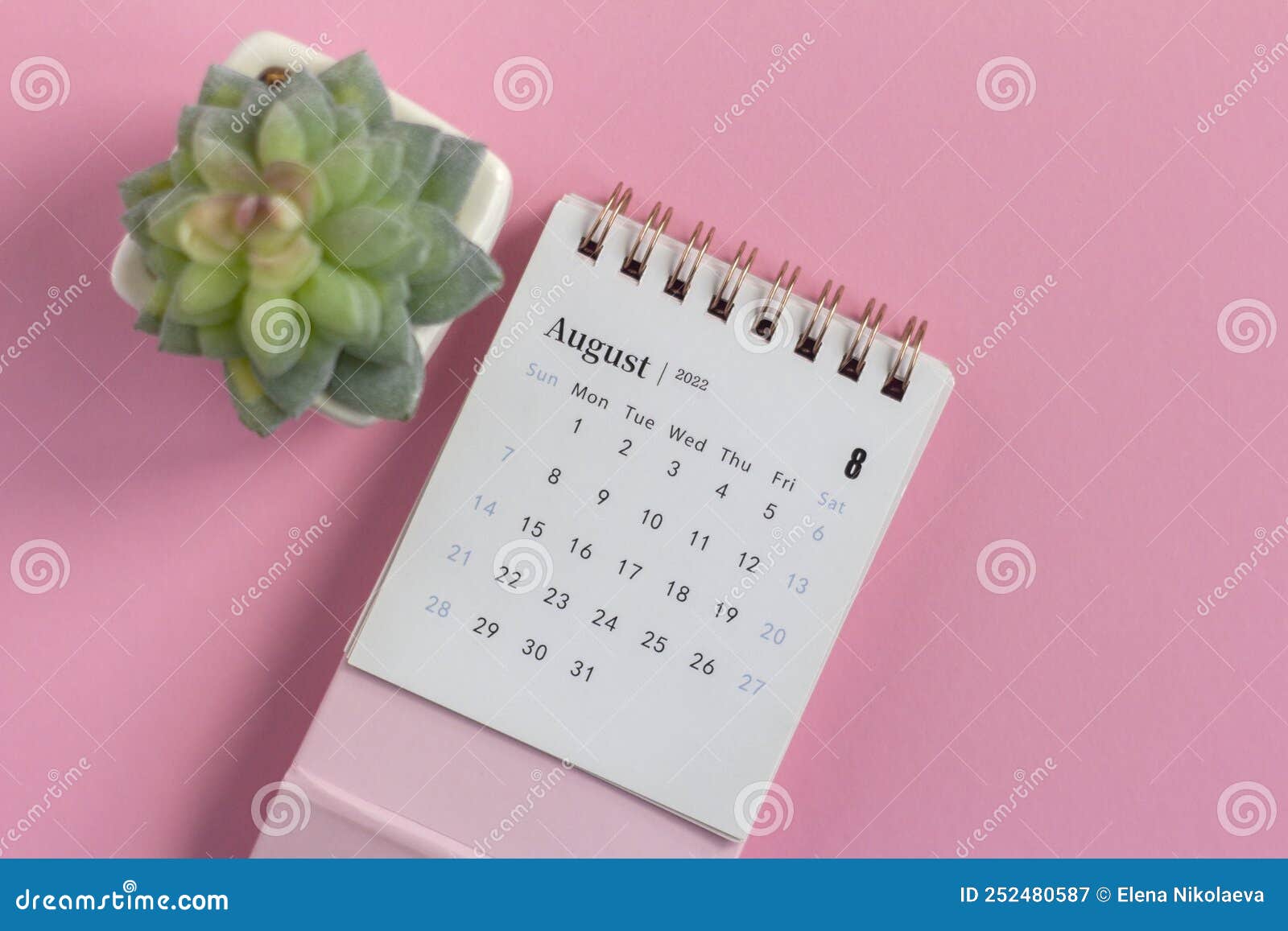 Hello August.Calendar for August 2022 on a Pink Background Stock Image ...