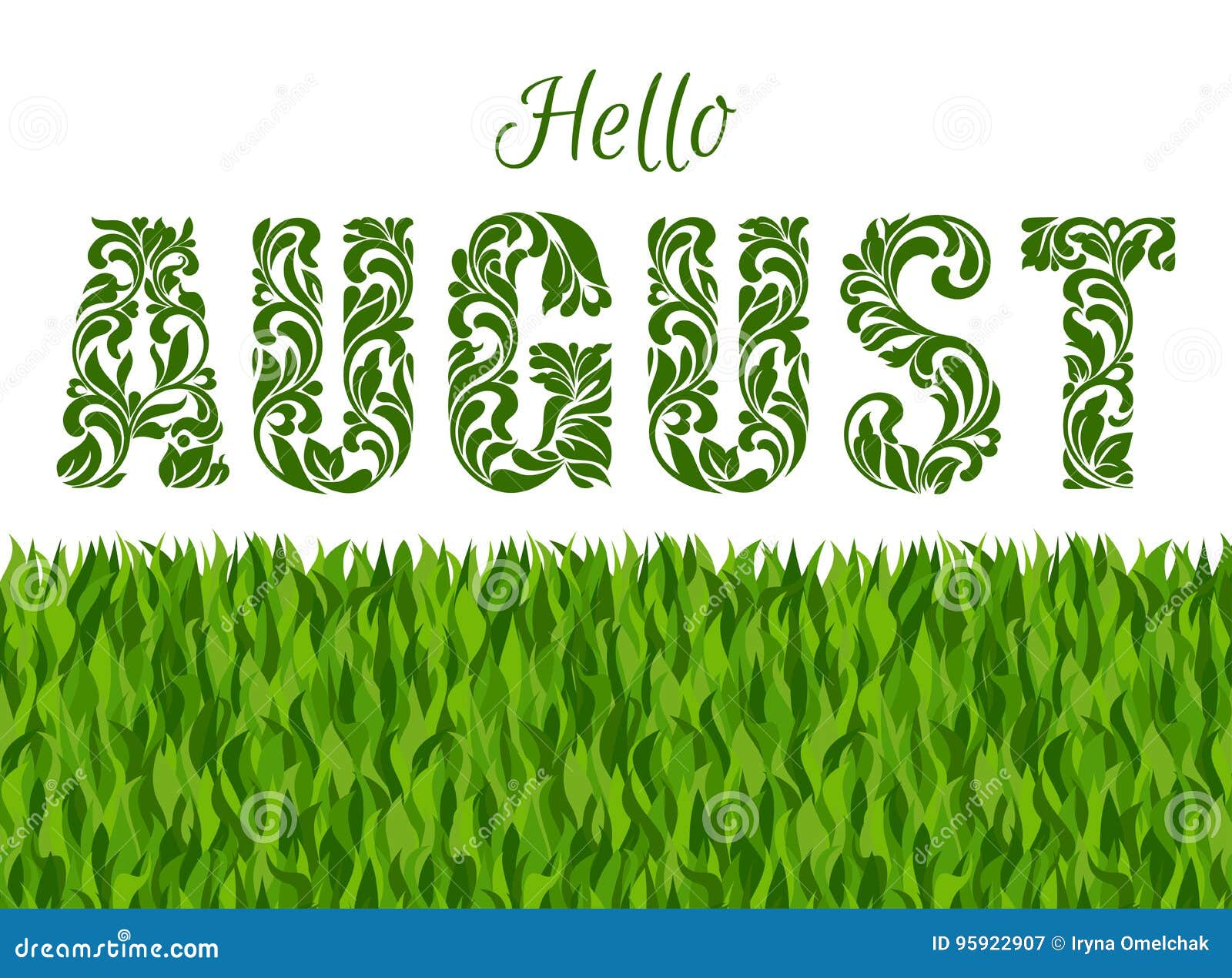 Hello AUGUST. Decorative Font Made in Swirls and Floral Elements Stock ...