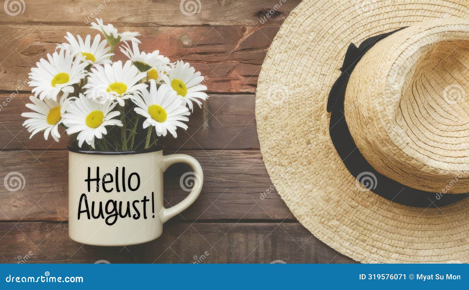 Hello August Greeting Card stock illustration. Illustration of greeting ...