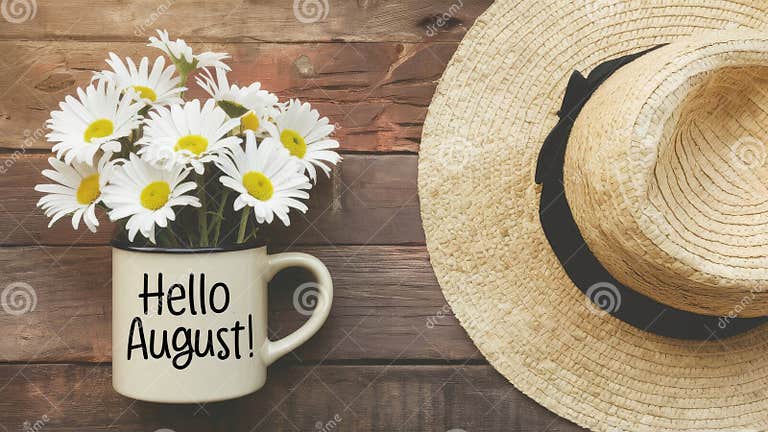 Hello August Greeting Card stock illustration. Illustration of greeting ...