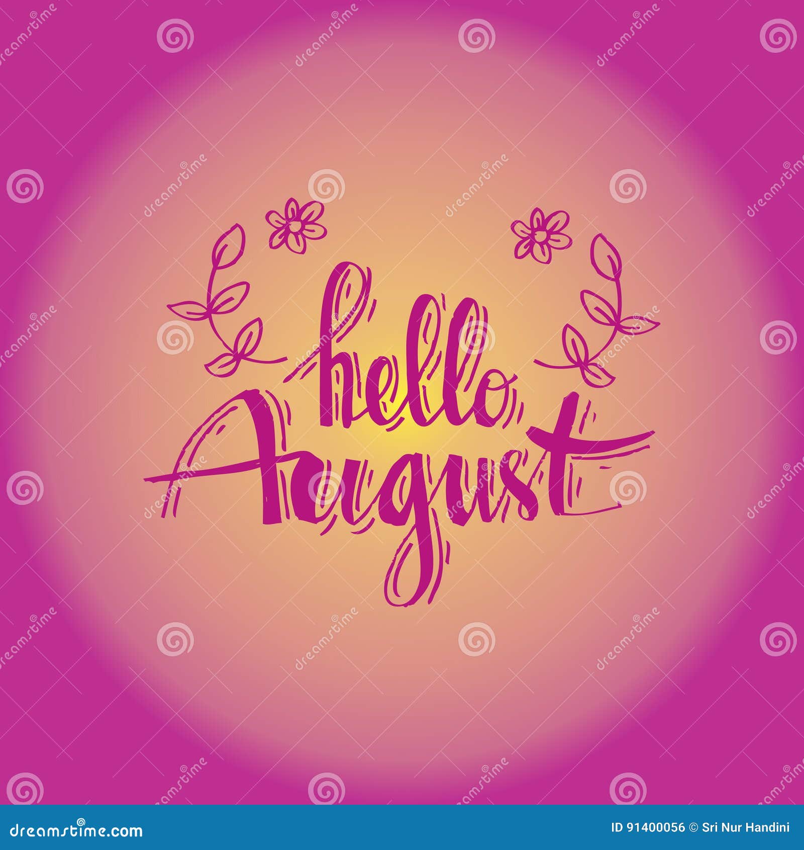 Hello August stock illustration. Illustration of sketch - 91400056
