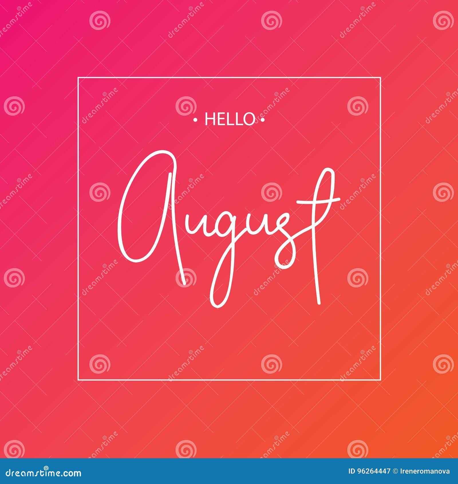 Hello August Lettering Print.Vector Illustration Stock Vector ...