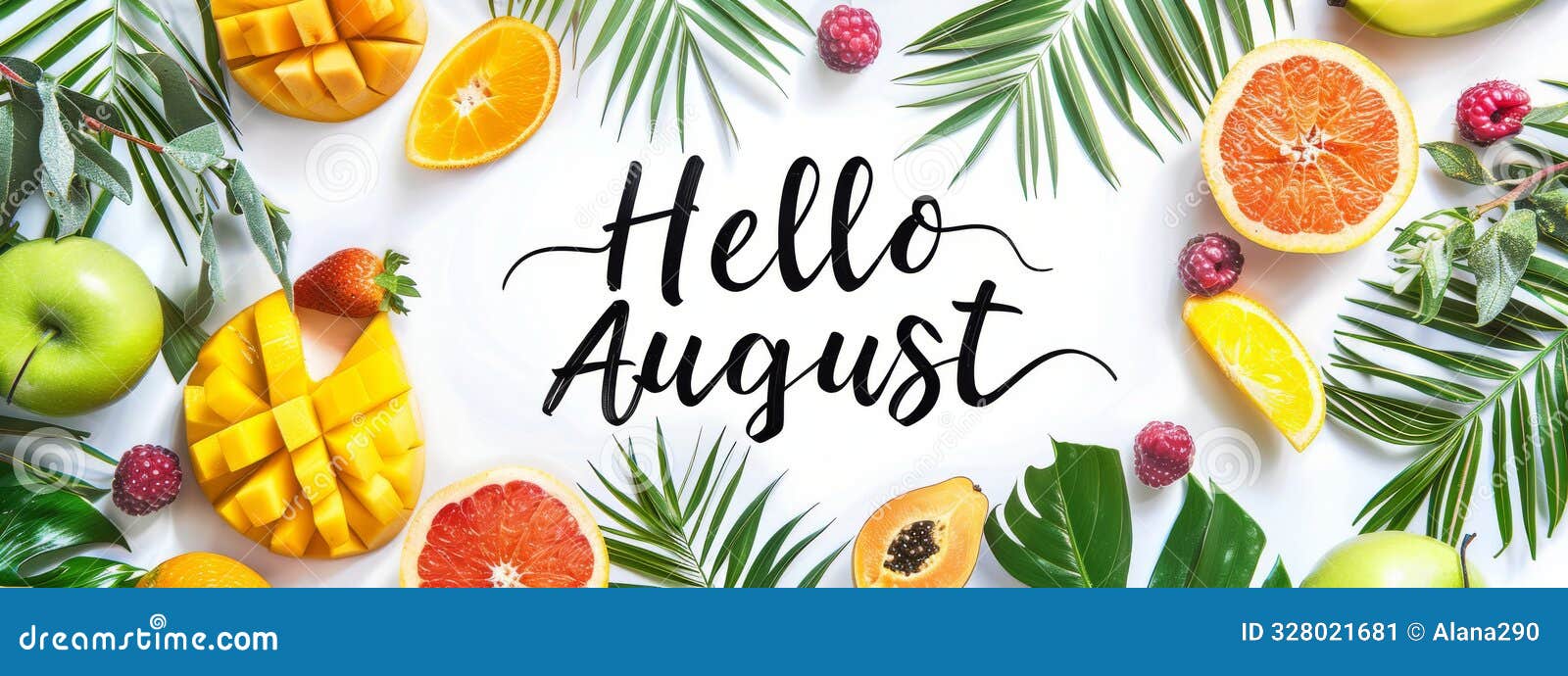 Hello August - Floral Summer Concept Background Vector Illustration ...
