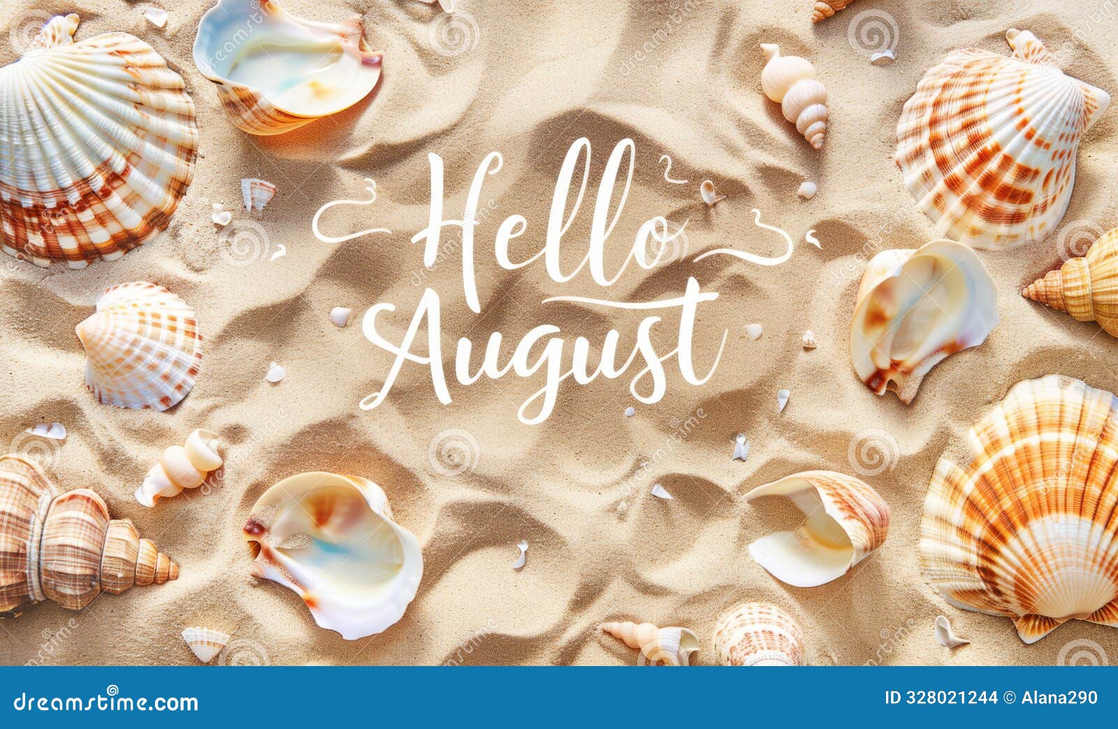 Hello August - Modern Calligraphy Lettering. Summer Concept Background ...