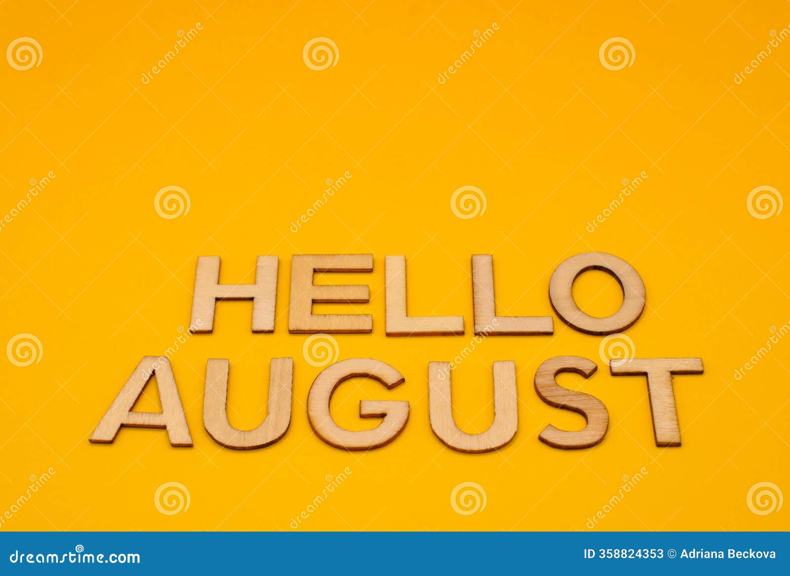 Hello august text stock image. Image of orange, advertising - 358824353