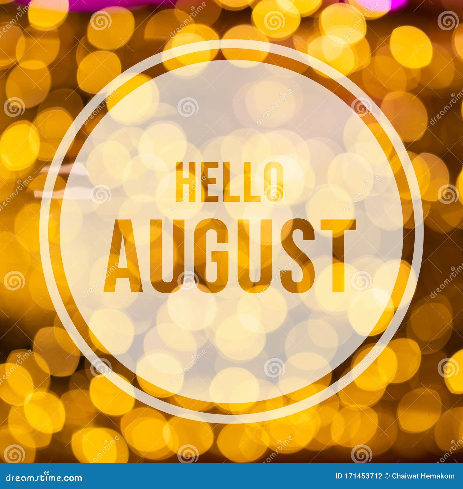Hello August Words on Yellow Bokeh Background Stock Illustration ...