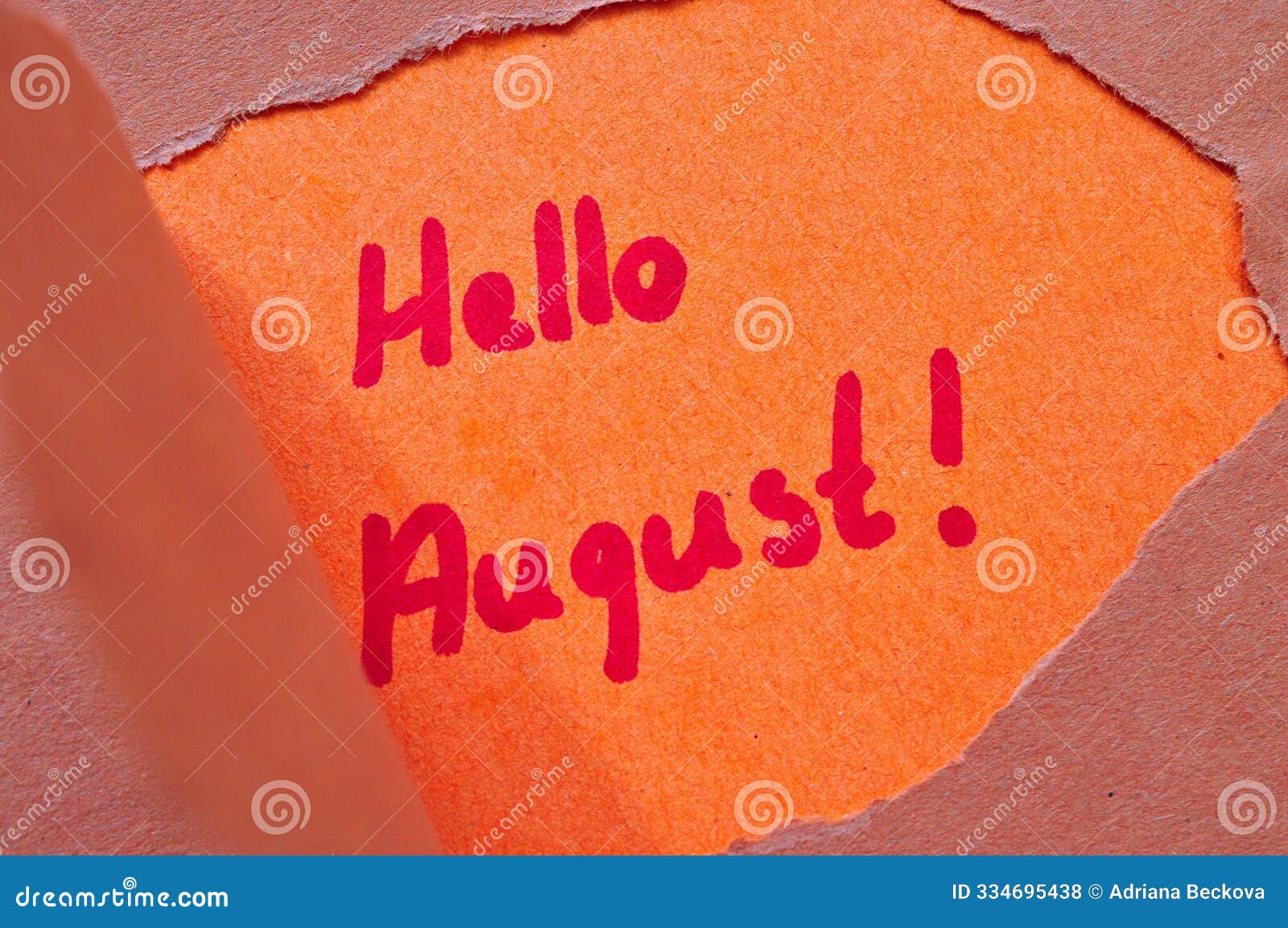 Hello August Write on Orange Background Stock Photo - Image of pattern ...
