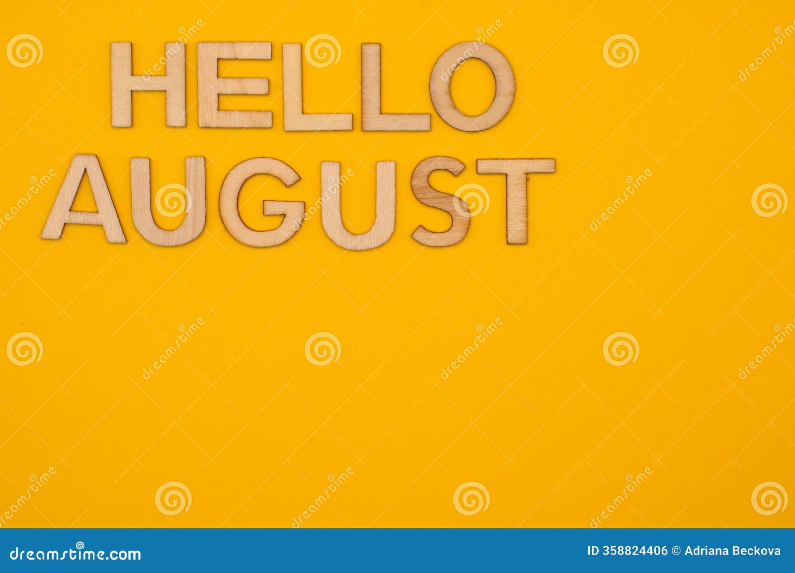 Hello august text stock photo. Image of sign, orange - 358824406