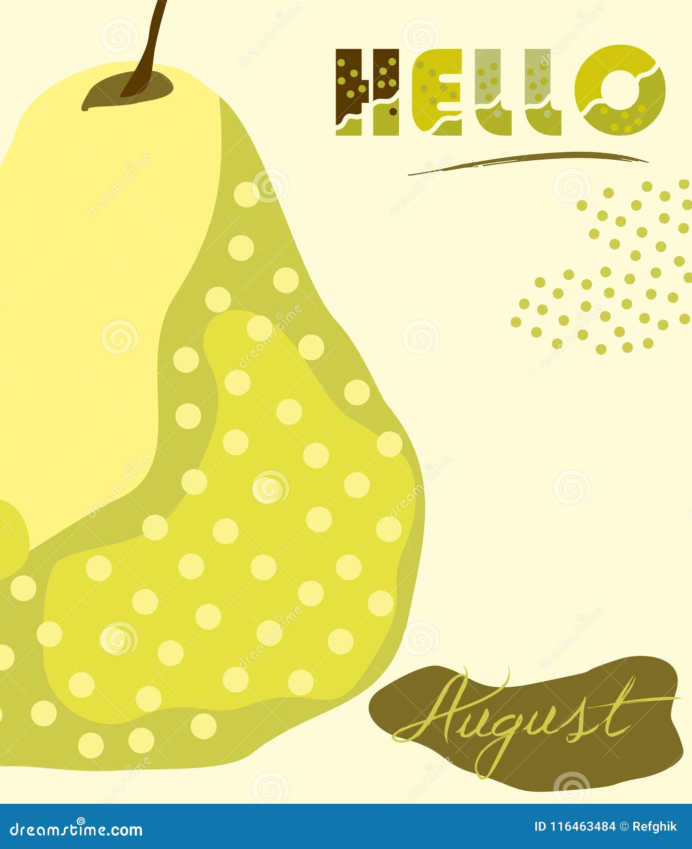 Hello August Summer Pear Background with Text Stock Illustration ...