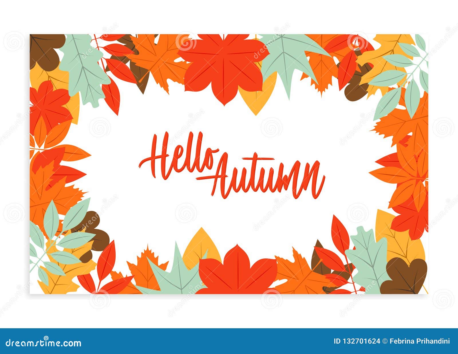 Hello Autumn Background with Flat Leaves Stock Vector - Illustration of ...
