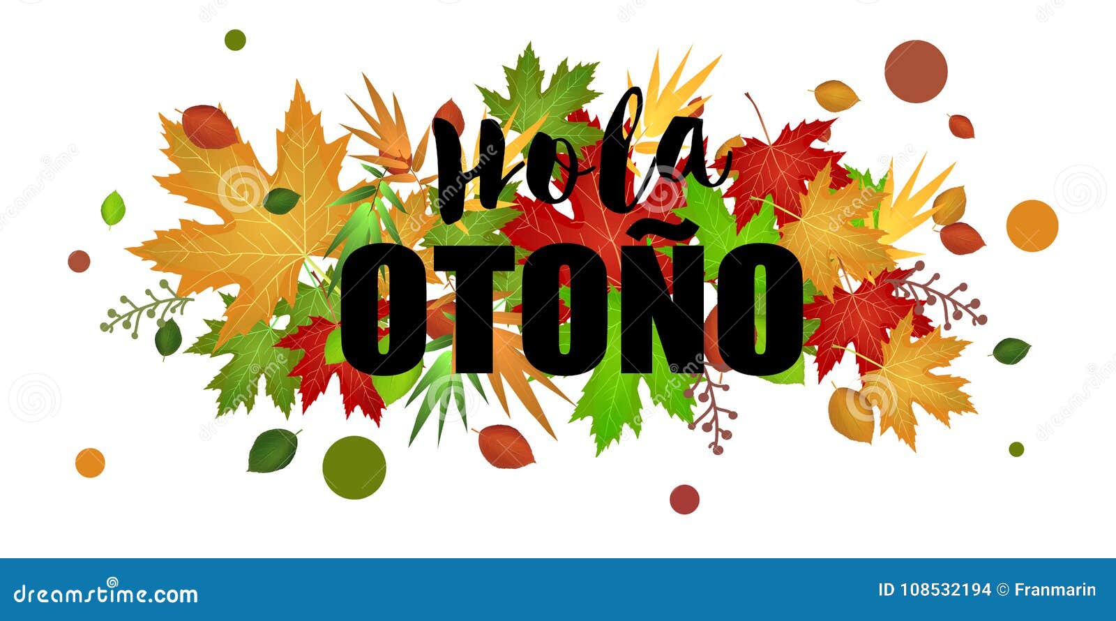 Hello Autumn Background. Spanish Text Stock Vector - Illustration of ...