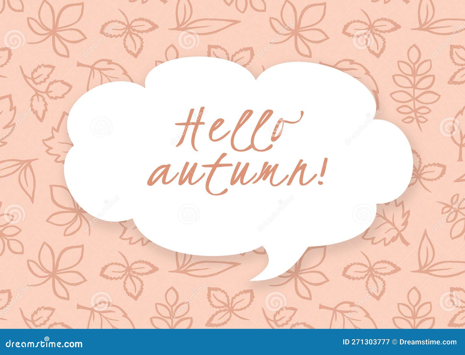 Hello Autumn Banner on a Light Pastel Background with Leaves. Stock ...
