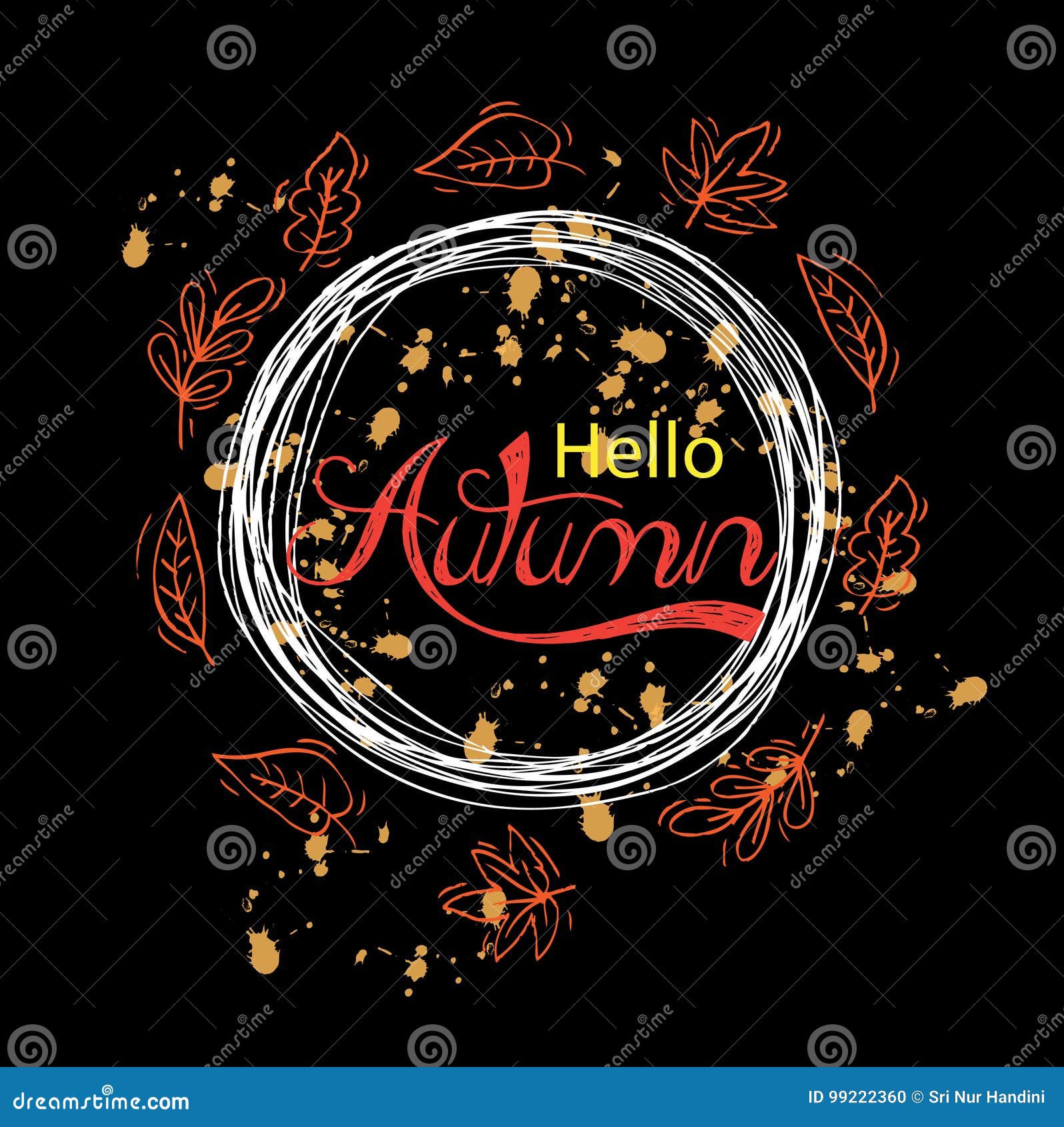 Hello Autumn stock vector. Illustration of nature, coloring - 99222360