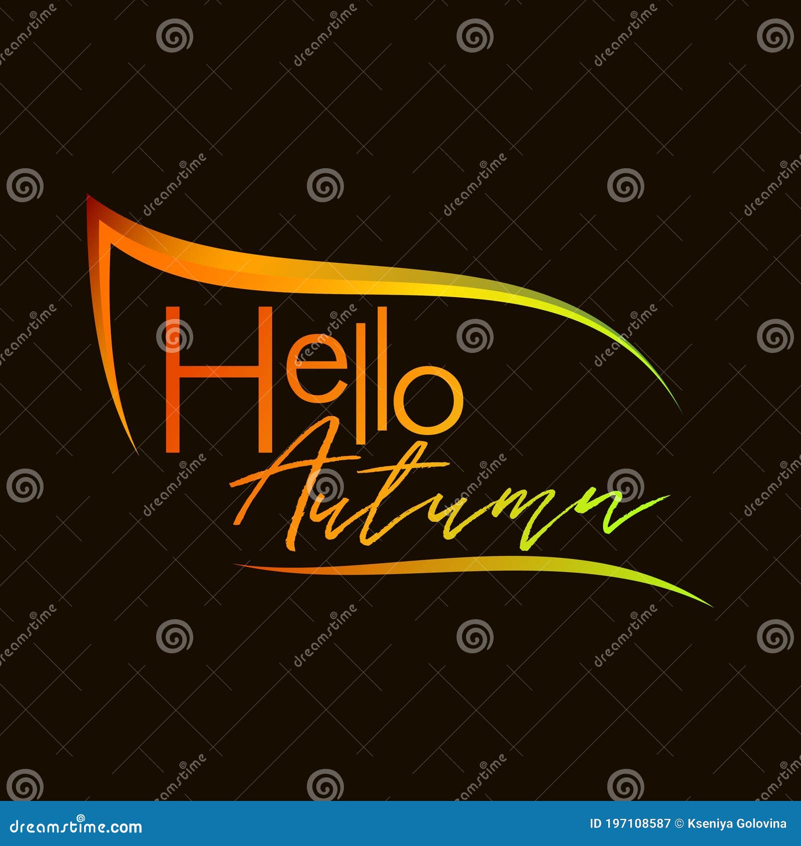 Hello Autumn, Color Lettering on a Black Background Stock Vector ...