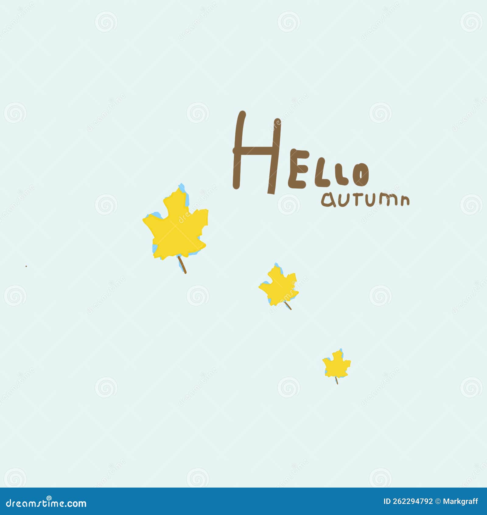 Hello Autumn Concept. Lettering and Autumn Leaves. Stock Photo - Image ...