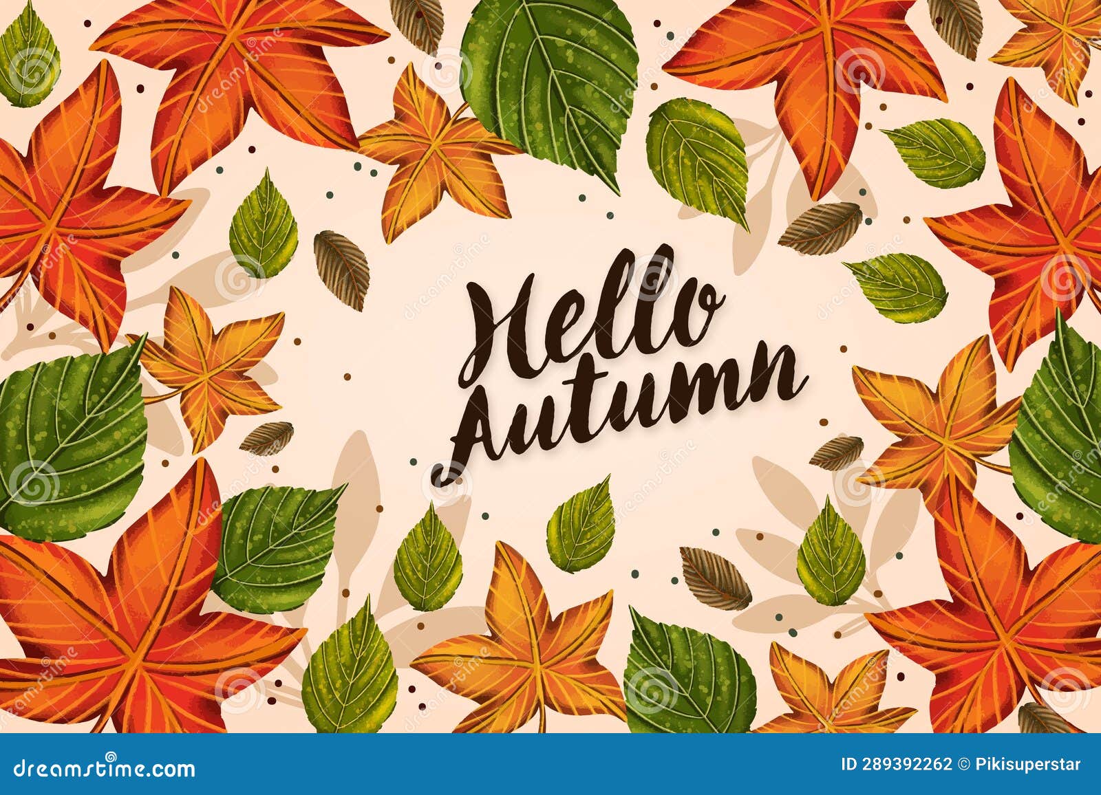 Hello Autumn Greeting Background Vector Design Stock Illustration ...