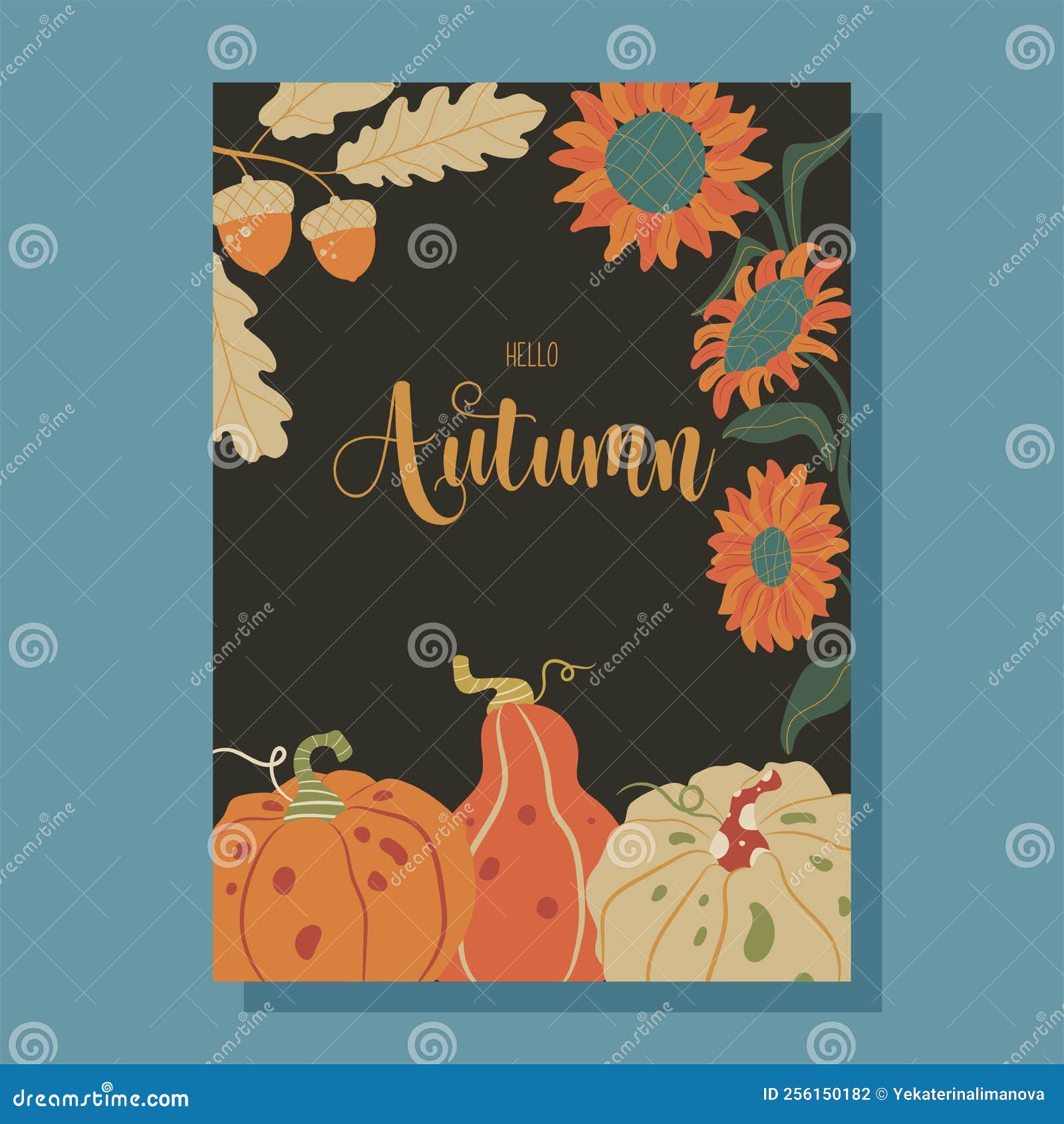 Hello Autumn Greeting Card Concept Stock Vector - Illustration of ...