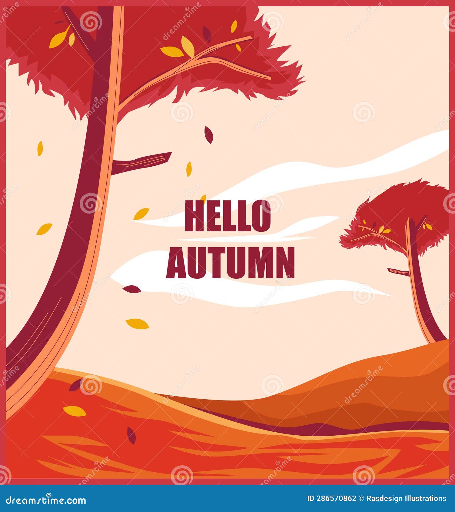 Hello Autumn Poster Fall-themed Stock Illustration - Illustration of ...