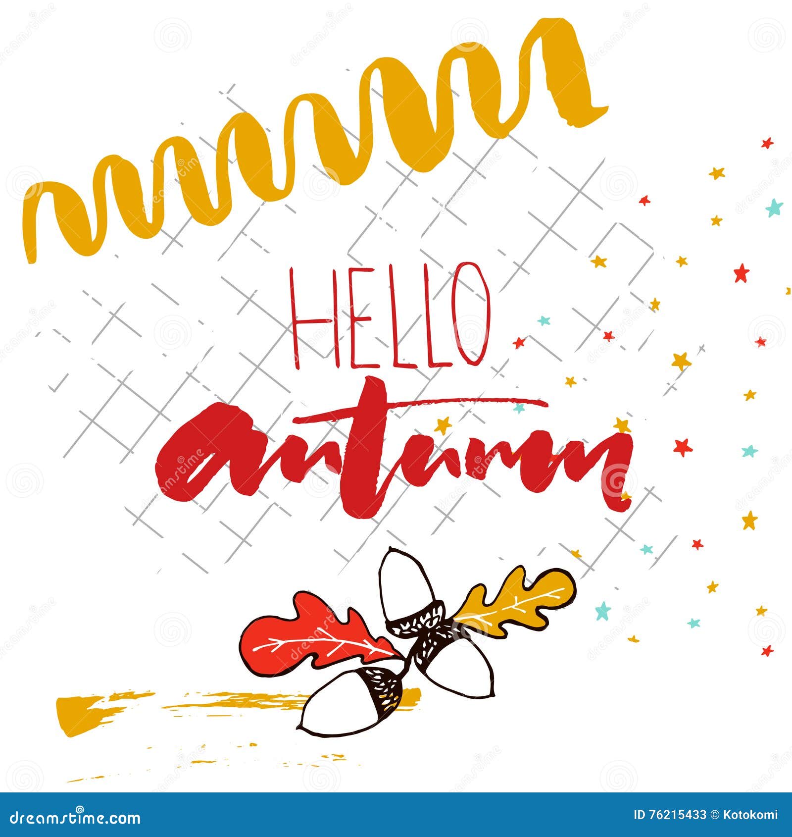 Hello Autumn Text Handwriting on the Squared Notebook Paper. Stock ...