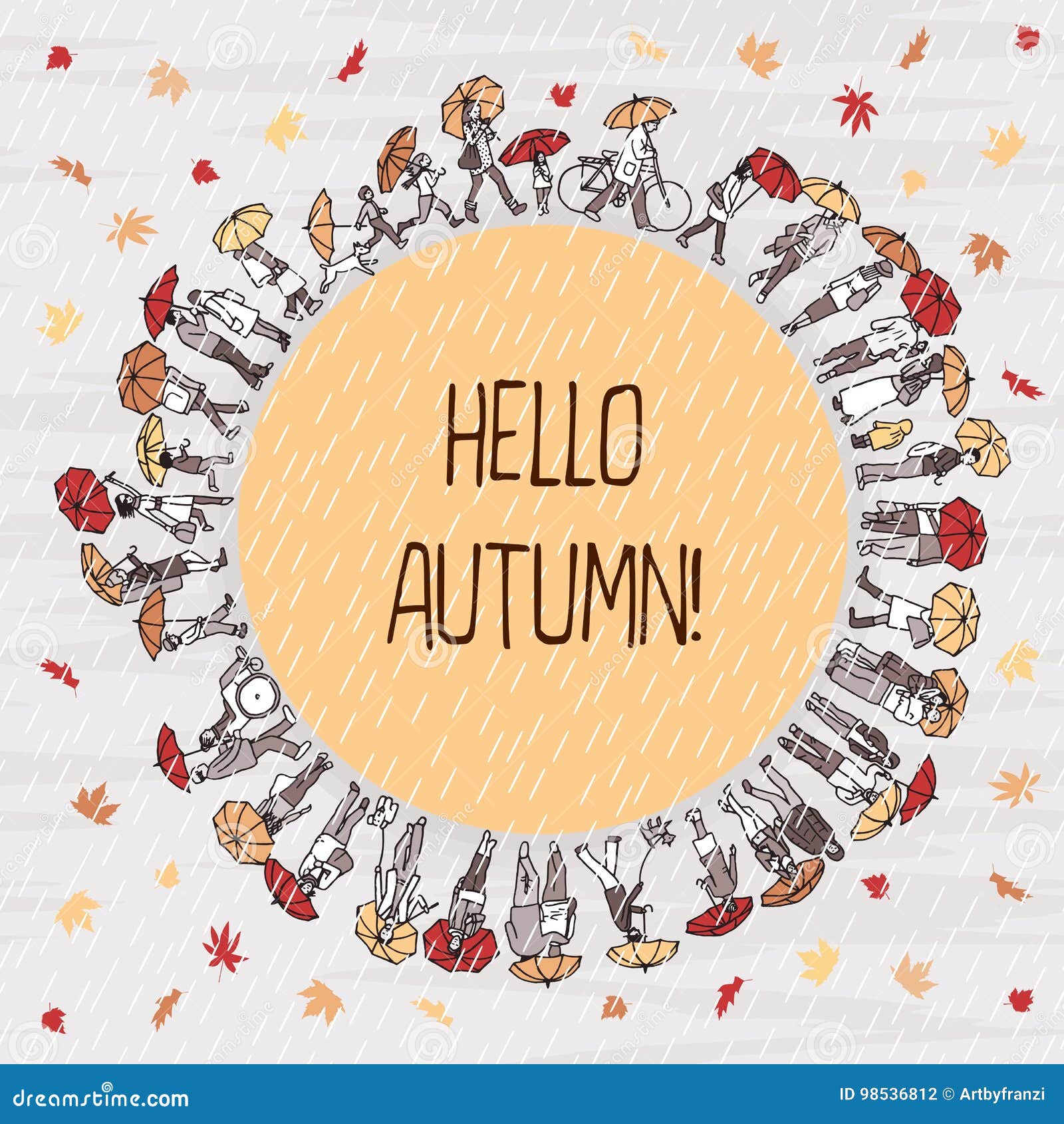 Hello Autumn! stock vector. Illustration of design, life - 98536812